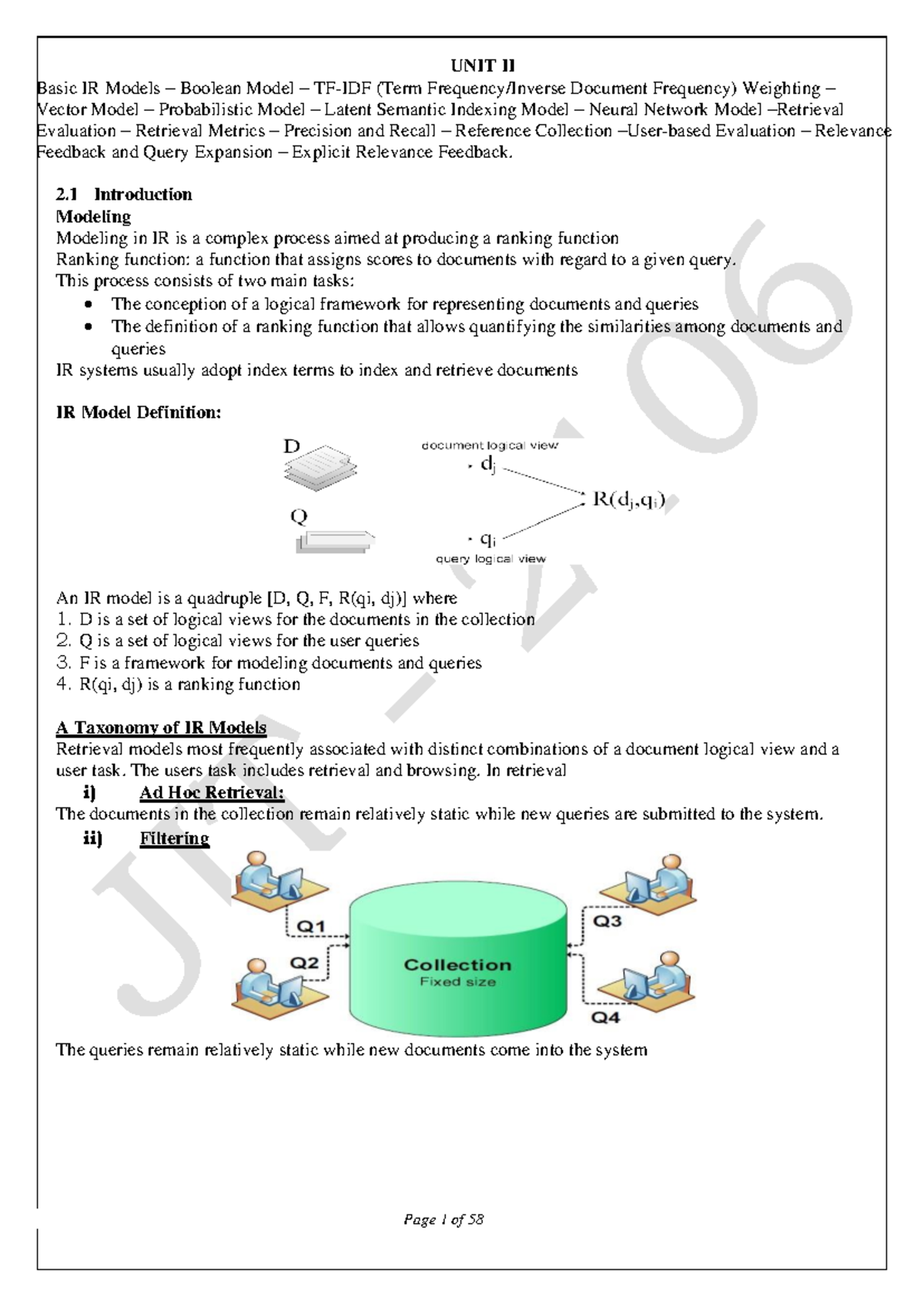Unit-2 - UNIT II Basic IR Models – Boolean Model – TF-IDF (Term Frequency/Inverse Document - Studocu