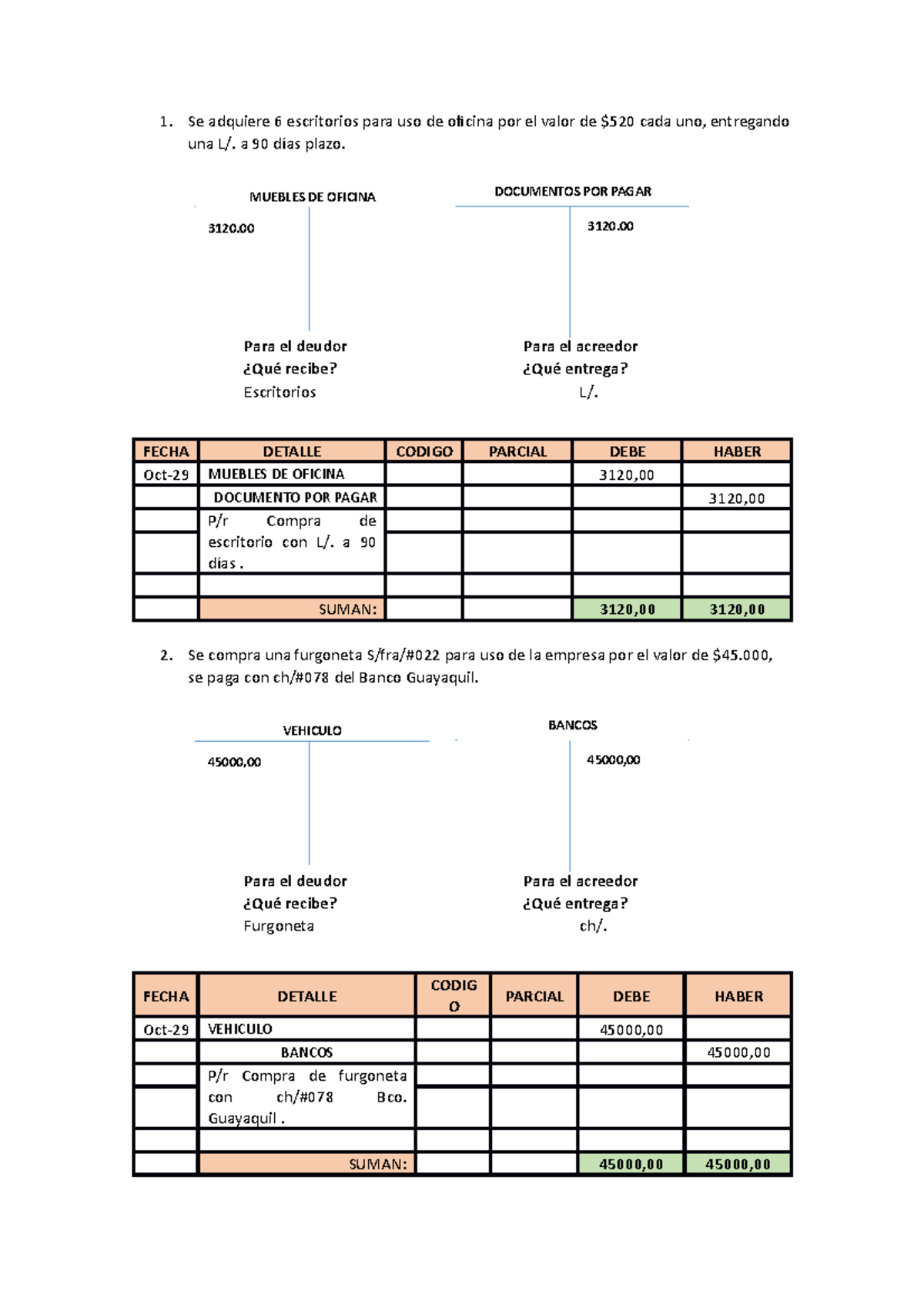 Contabilidad - Libro diario de ejercicios contables - Se adquiere 6 ...