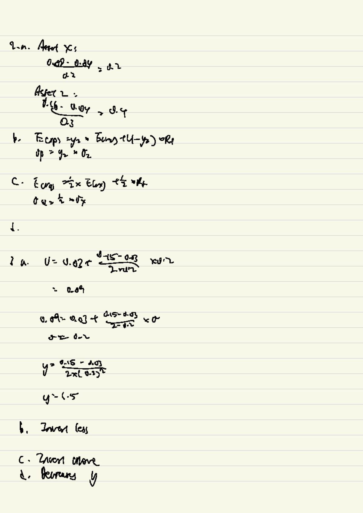 Week 4 answer - 2. a . Aeret Xi O. 一O - 0. O ≥ 0. 2 O. 2 Asfet 2 ; U ...