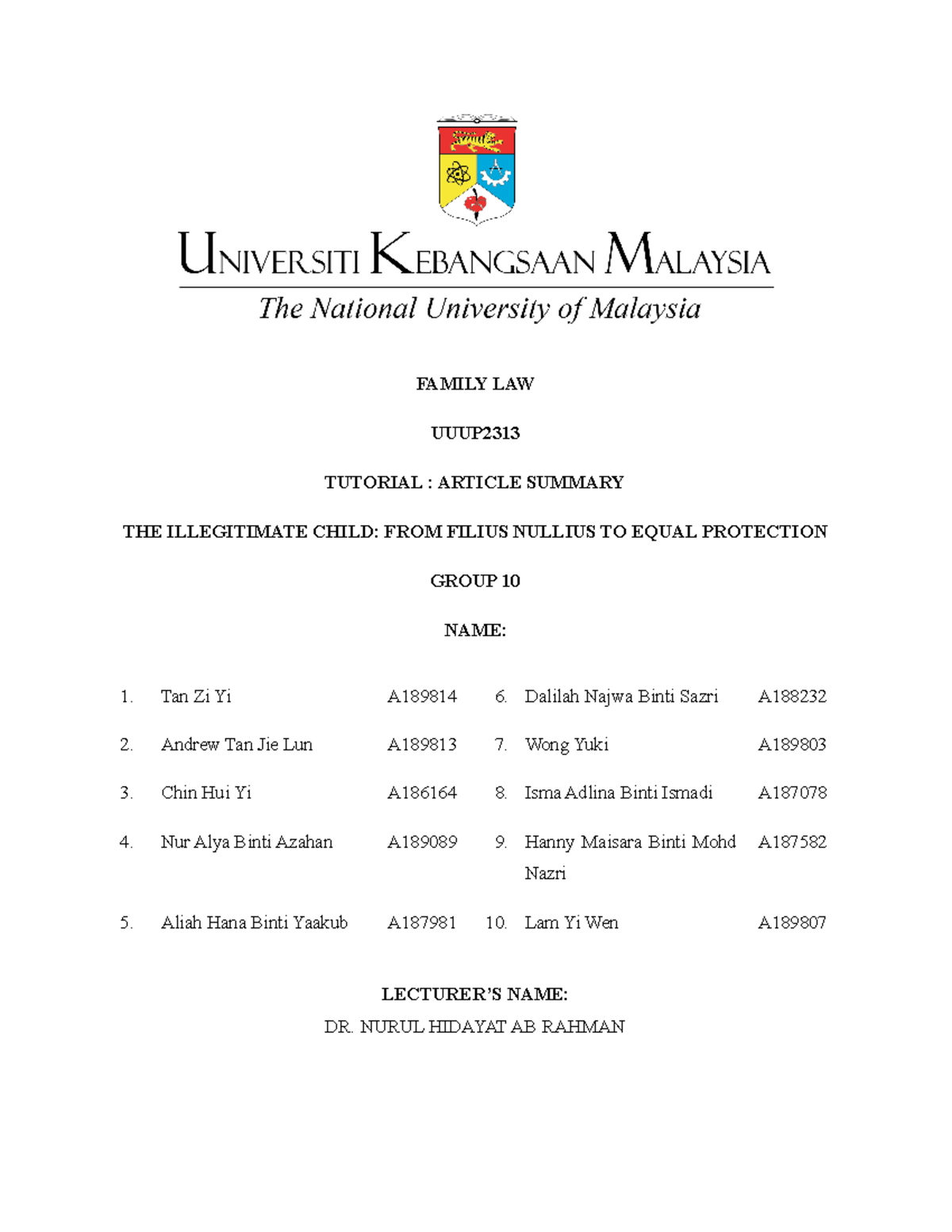 Group 10 Article Review The Illegitimate Child From Filius Nullius To ...