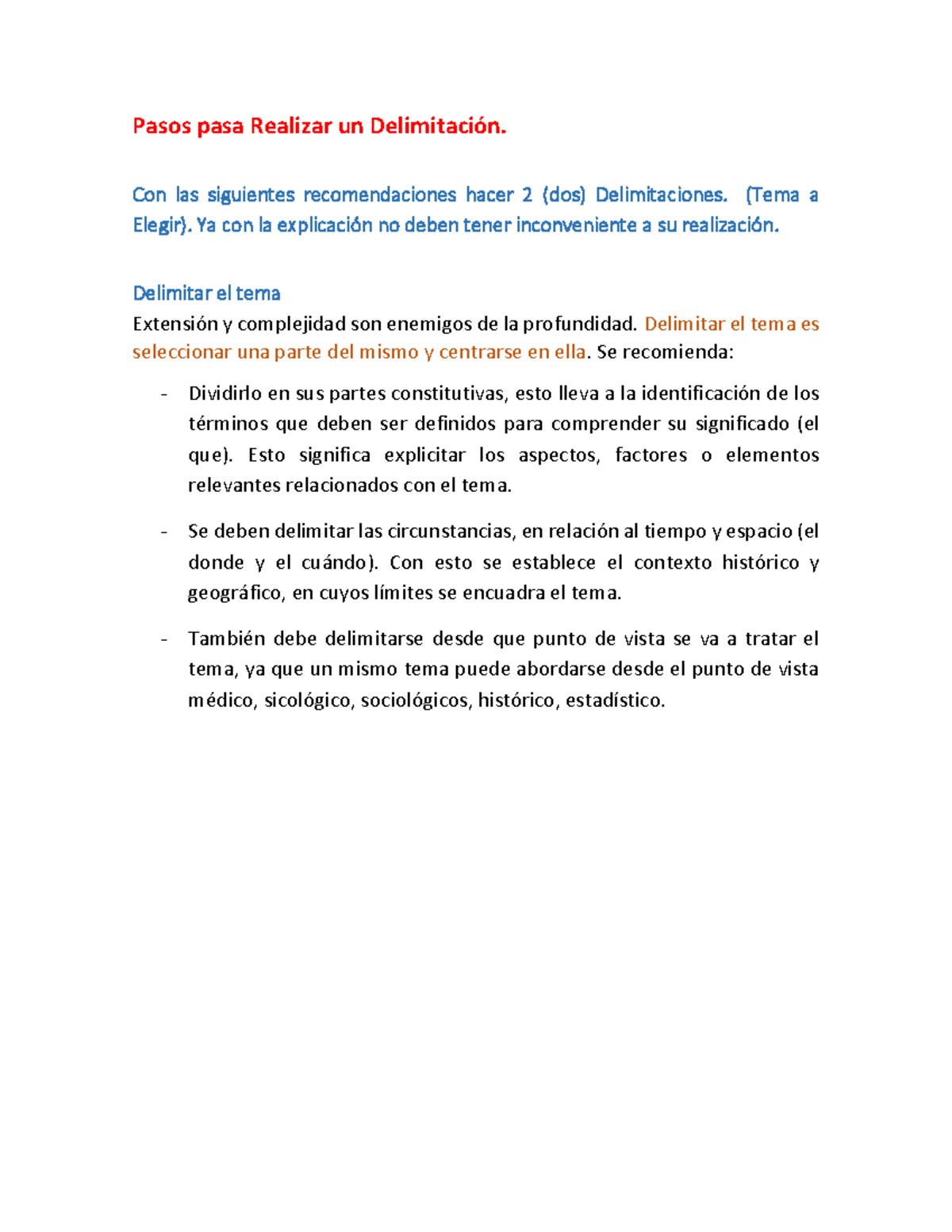 Pasos para realizar una Delimitacion - Pasos pasa Realizar un ...