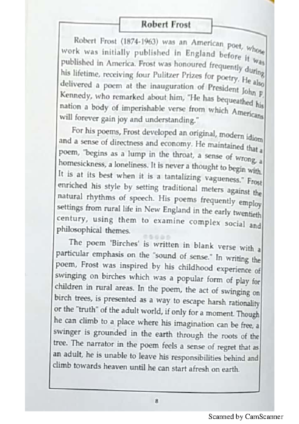 Class XII English II Poem Birches by Robert Frost - M A English ...