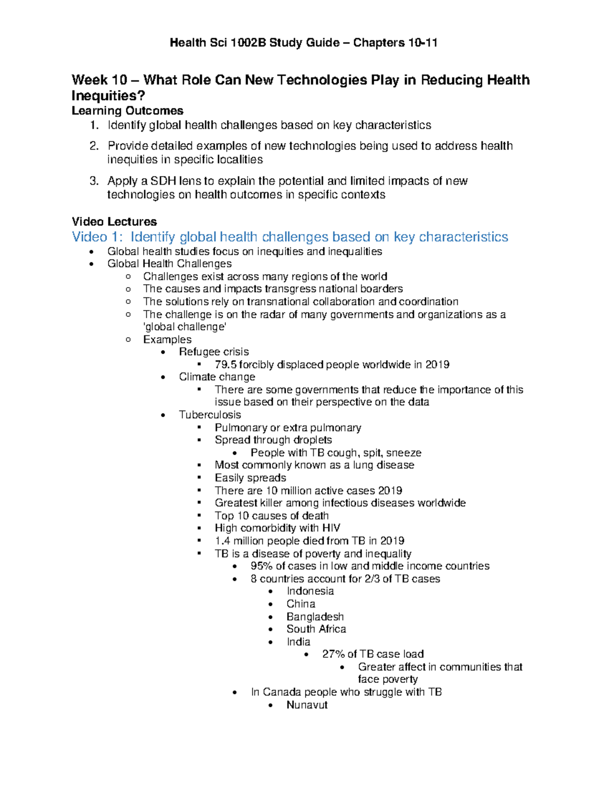 Health Sci 1002B Study Guide – Chapters 10-11 - Week 10 – What Role Can ...