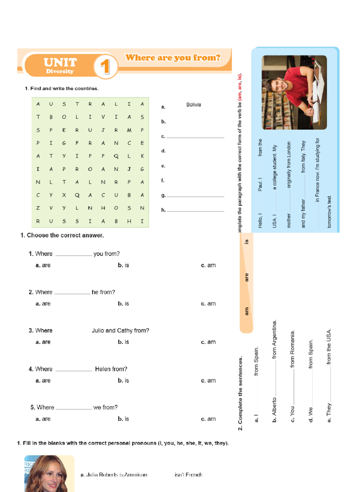 Countries and nationalities - UNIT Where are you from? Diversity 1 151 ...