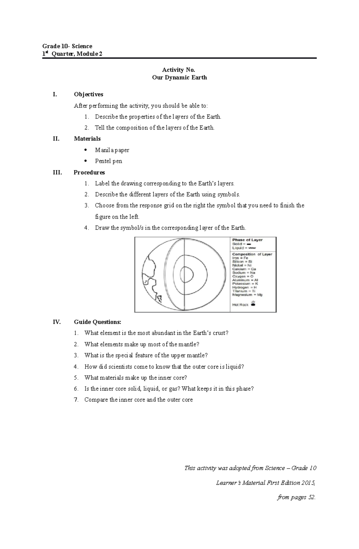 14.1 Activity and Rubrics - Grade 10- Science 1st Quarter, Module 2 ...