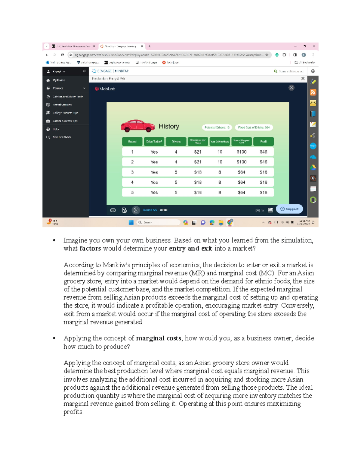 5 2 Simulation Discussion Production, entry, and exit - Imagine you own ...