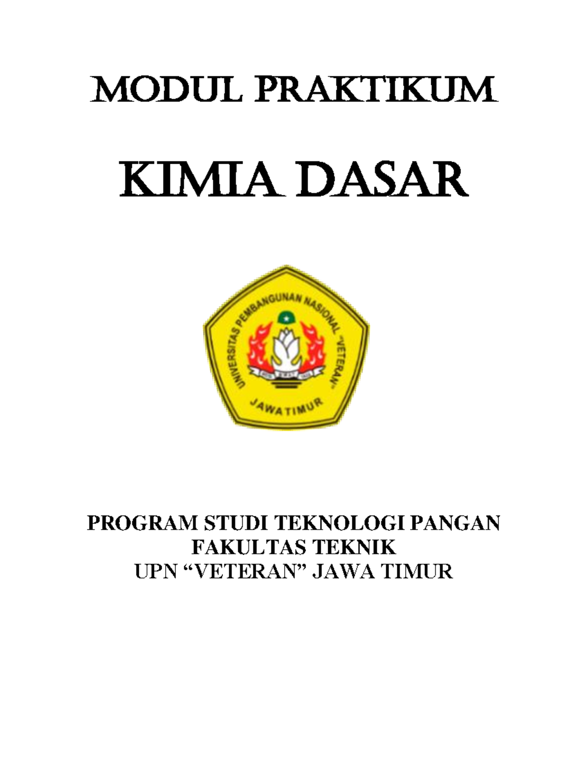 Modul Praktikum Kimia Dasar - modul PRAKTIKUM Kimia dasar PROGRAM STUDI TEKNOLOGI PANGAN ...