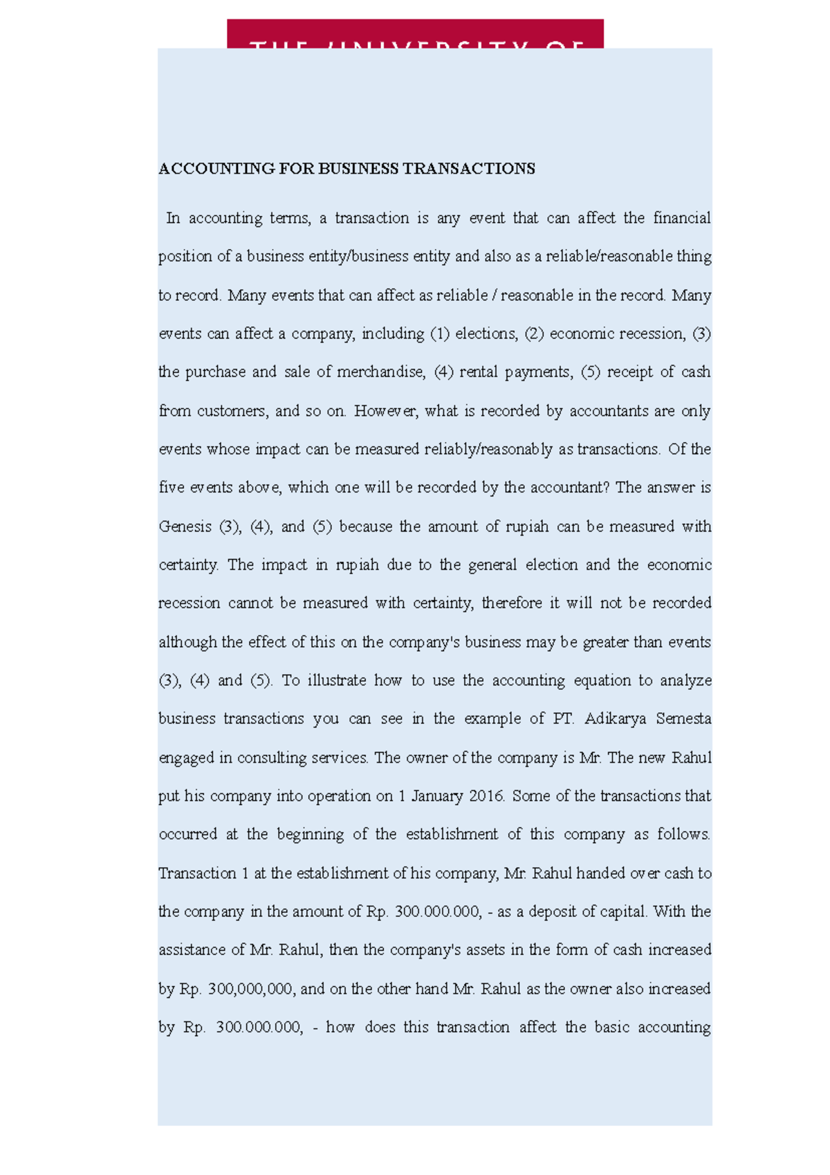 Notes Accounting - Accounting FOR Business Transactions - ACCOUNTING ...