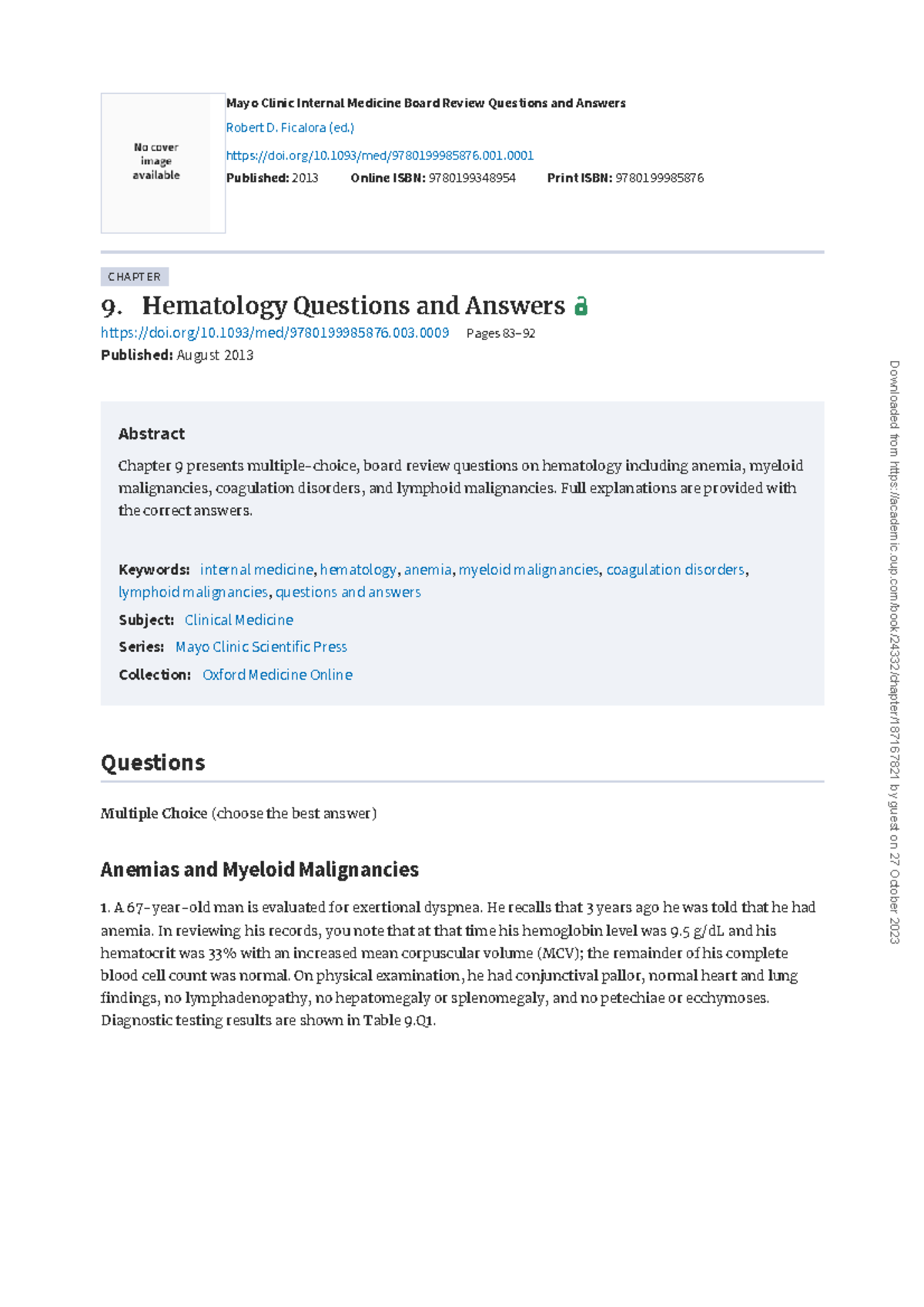 187167821 - Ususjsjsjwj - Mayo Clinic Internal Medicine Board Review ...