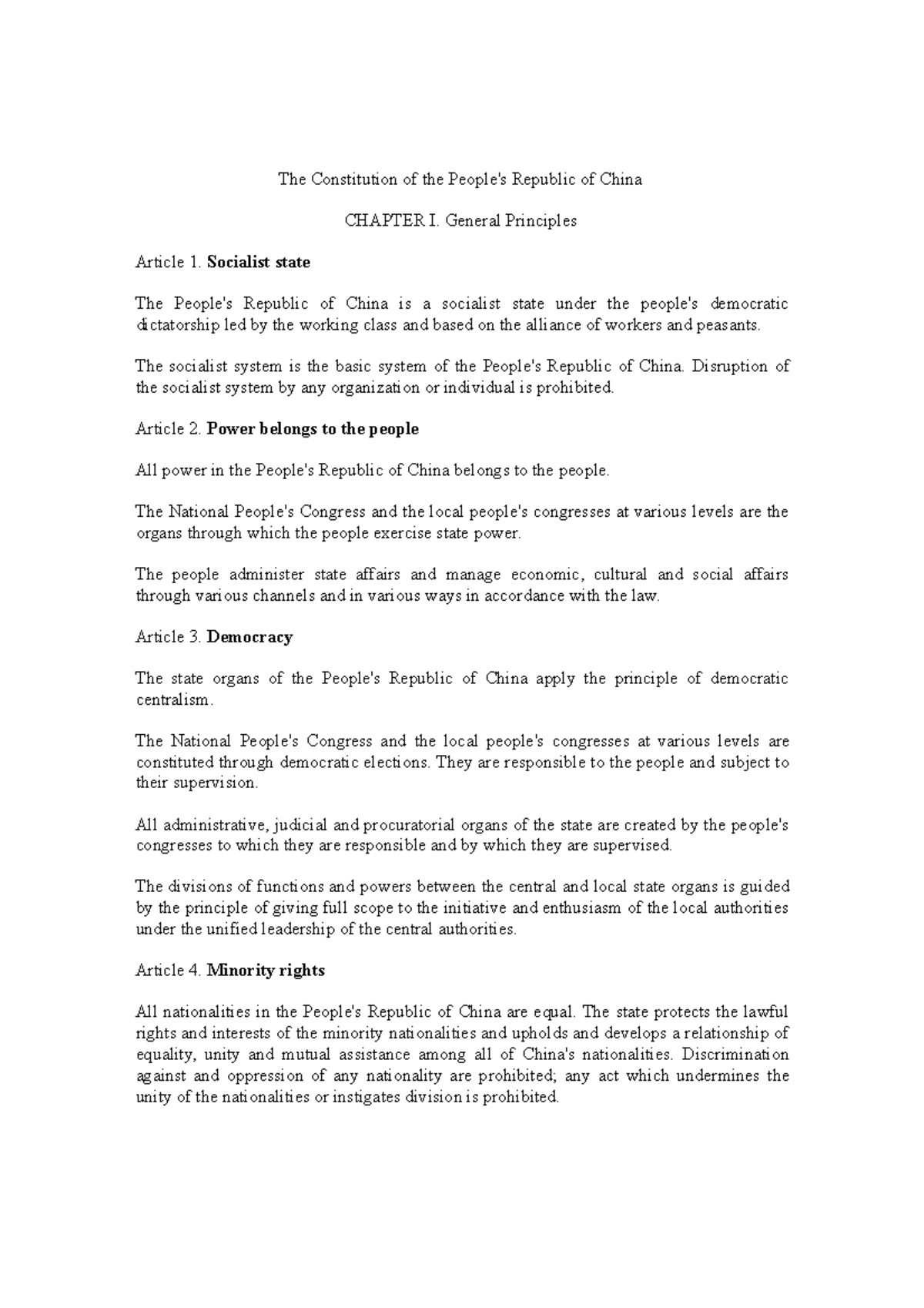 Constitution of china - The Constitution of the People's Republic of ...