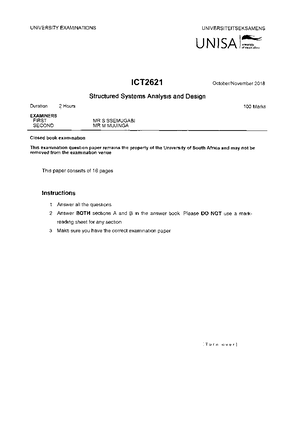 ICT2621 Assignment 3 2023 - ICT2621/101/3/ ASSIGNMENT 03 Study material: Prescribed book ...
