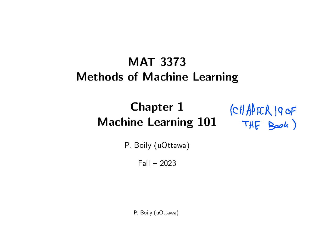 Mat3373 1 0 S - info notes - MAT 3373 Methods of Machine Learning ...