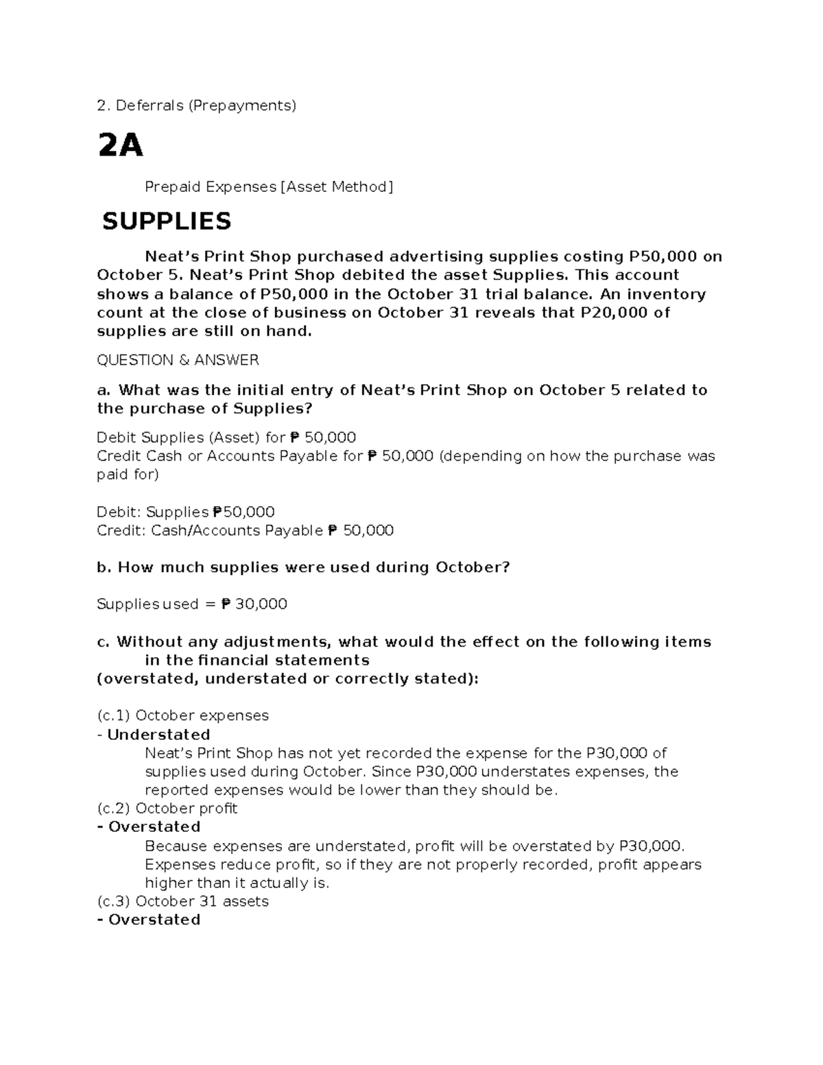 Assignment - ai ai - Deferrals (Prepayments) 2A Prepaid Expenses [Asset ...