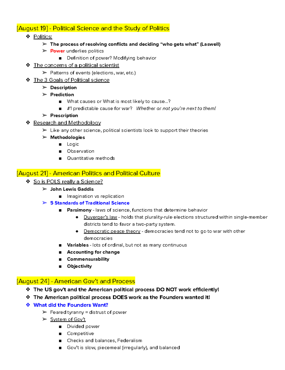 INTA 1200 lecture notes exam 1-3 - [August 19] - Political Science and ...