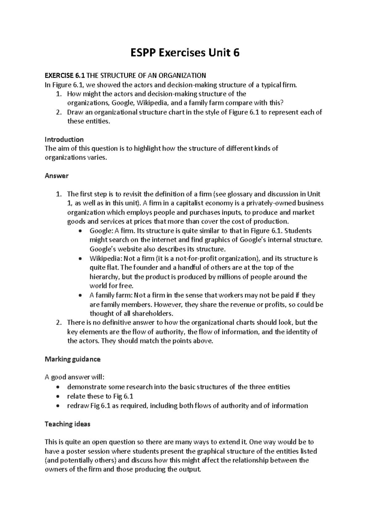 ESPP Answers to exercises Unit 6 - ESPP Exercises Unit 6 EXERCISE 6 THE ...