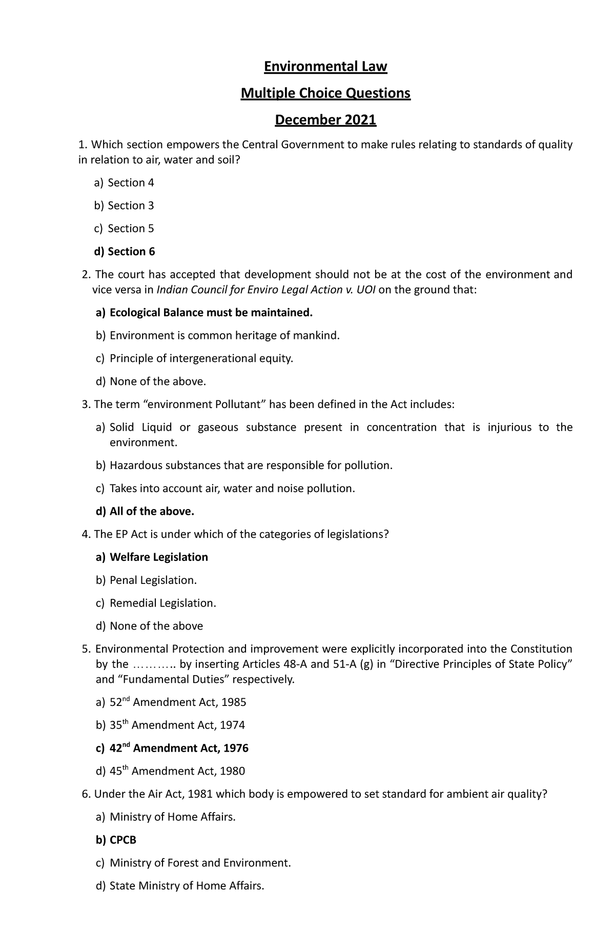 1. Environmnent MCQS - KDNEWUDHEWJUEWUDWEUDHQEUDIHQEW - Environmental ...
