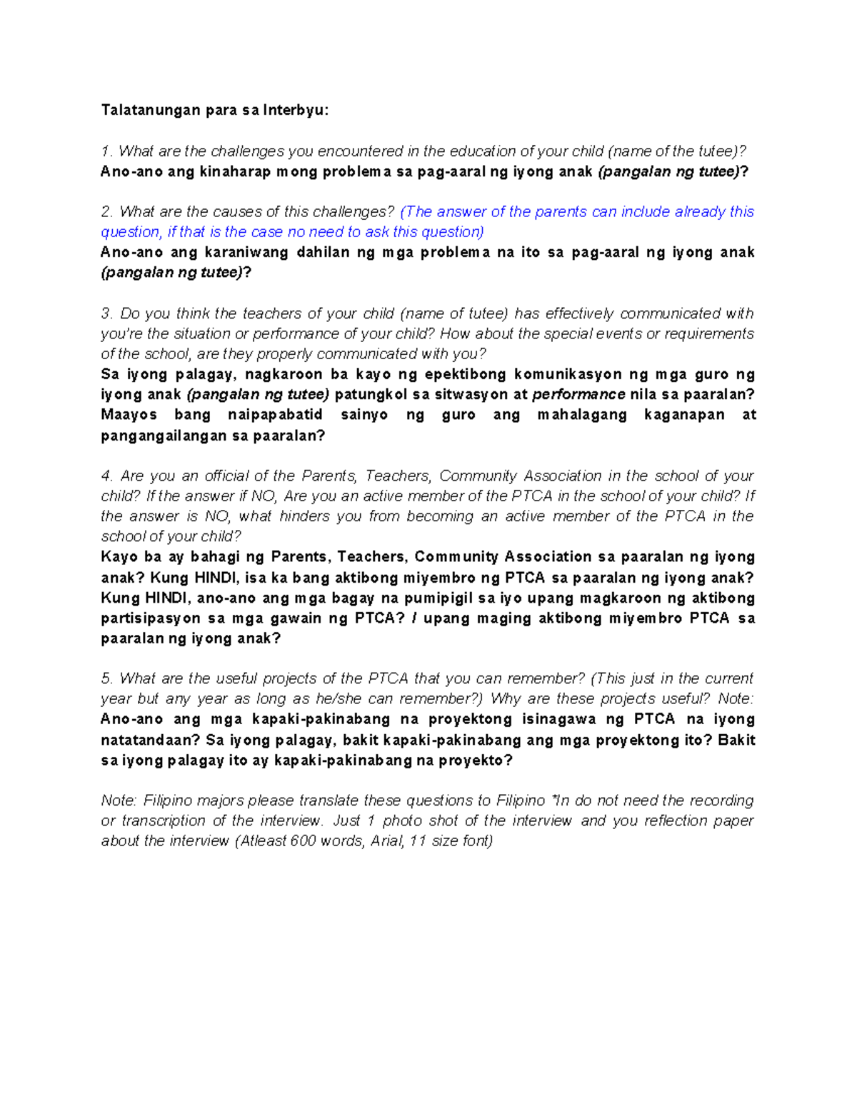 Talatanungan - Just 1 photo shot of the interview and you reflection ...