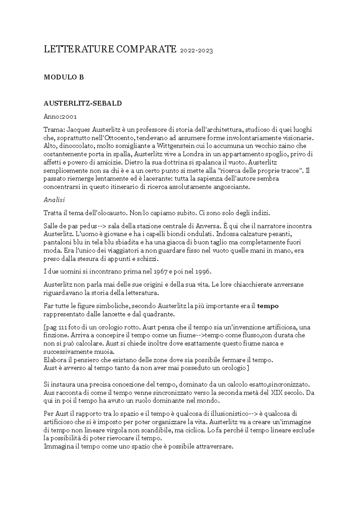 Letterature comparate 22-23 - LETTERATURE COMPARATE 2022- MODULO B ...