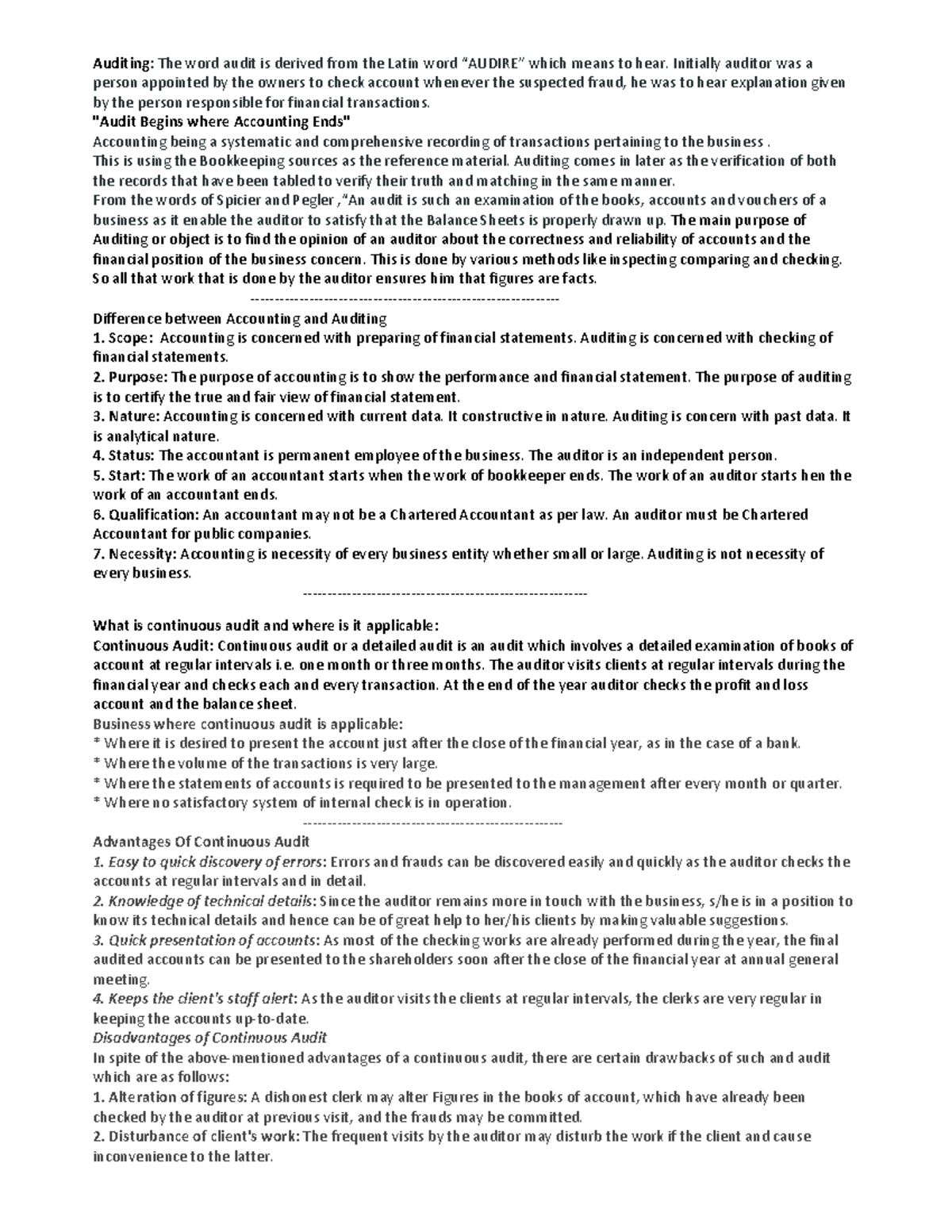 Auditing Final Lecture Notes 1 5 Auditing The Word Audit Is Derived From The Latin Word