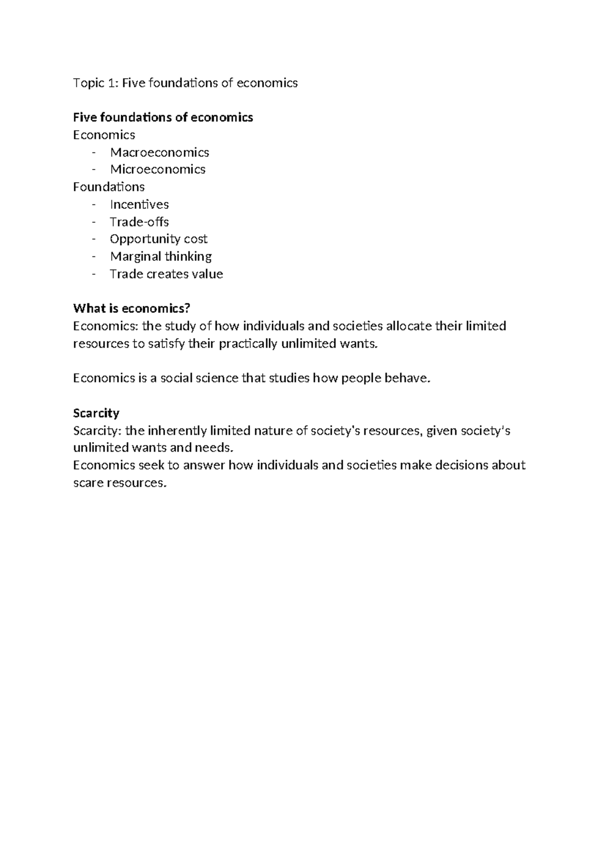 Topic 1 - Gives a summary of some definitions - Topic 1: Five ...