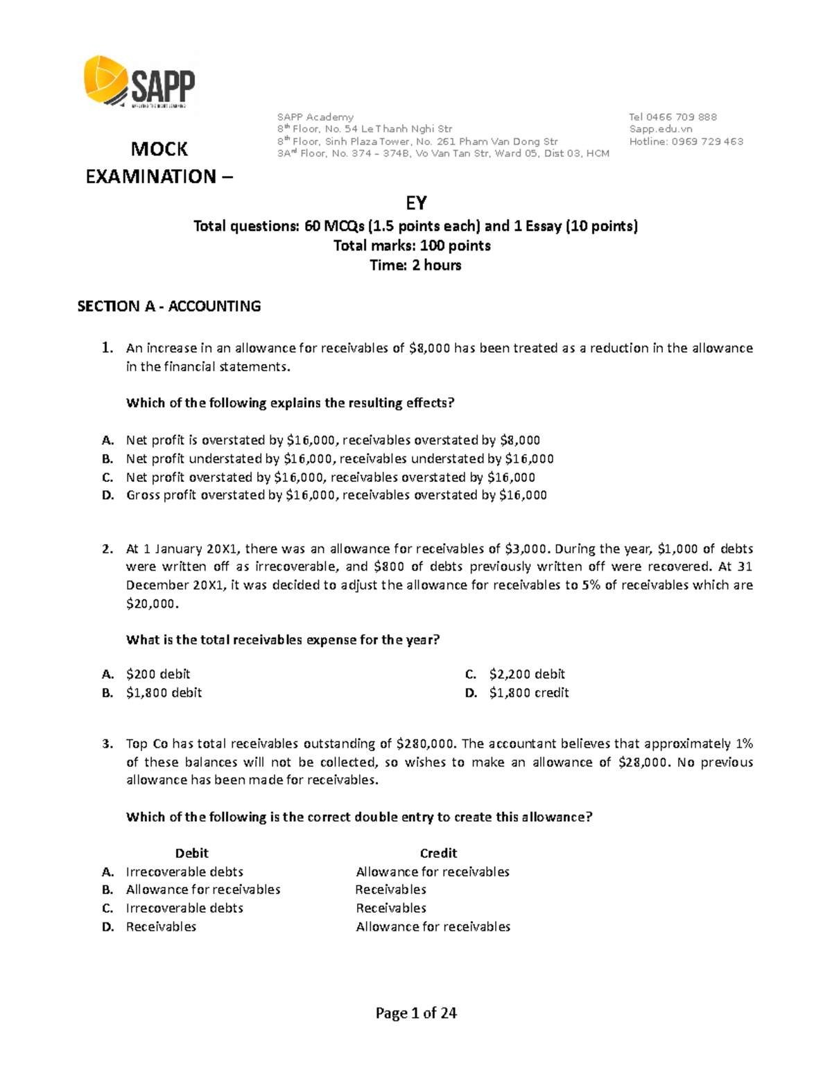 Final test - EY - Q - 3 - Đề test EY - MOCK EXAMINATION – EY Total ...