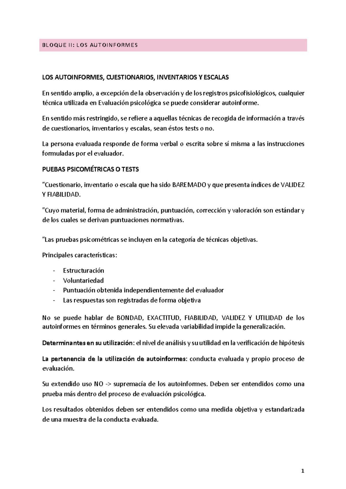 Autoinforme apuntes - BLOQUE II: LOS AUTOINFORMES LOS AUTOINFORMES ...