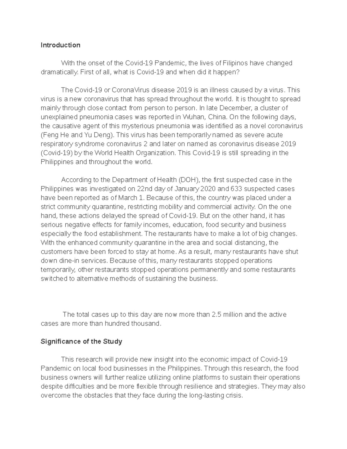 My Research Paper - Lecture Notes - Introduction With the onset of the ...