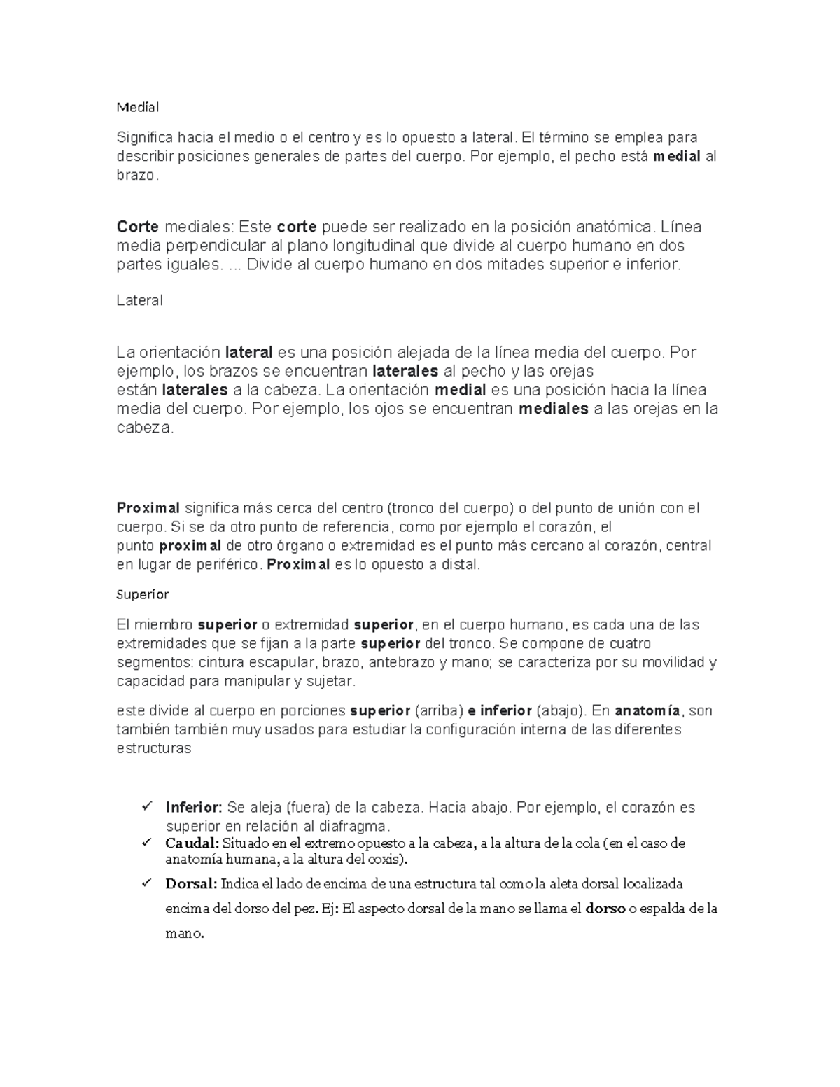 Medial trabajo - anatomia - Medial Significa hacia el medio o el centro ...