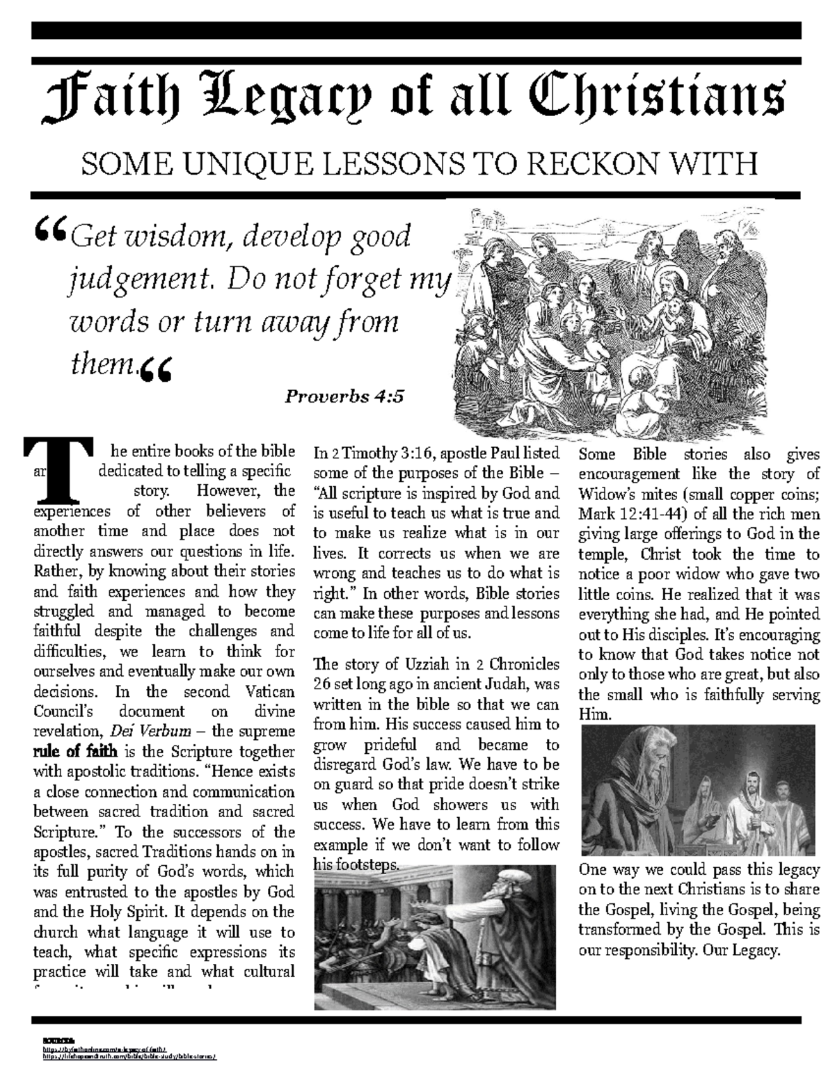 Faith Legacy of Christians - SOME UNIQUE LESSONS TO RECKON WITH Faith ...