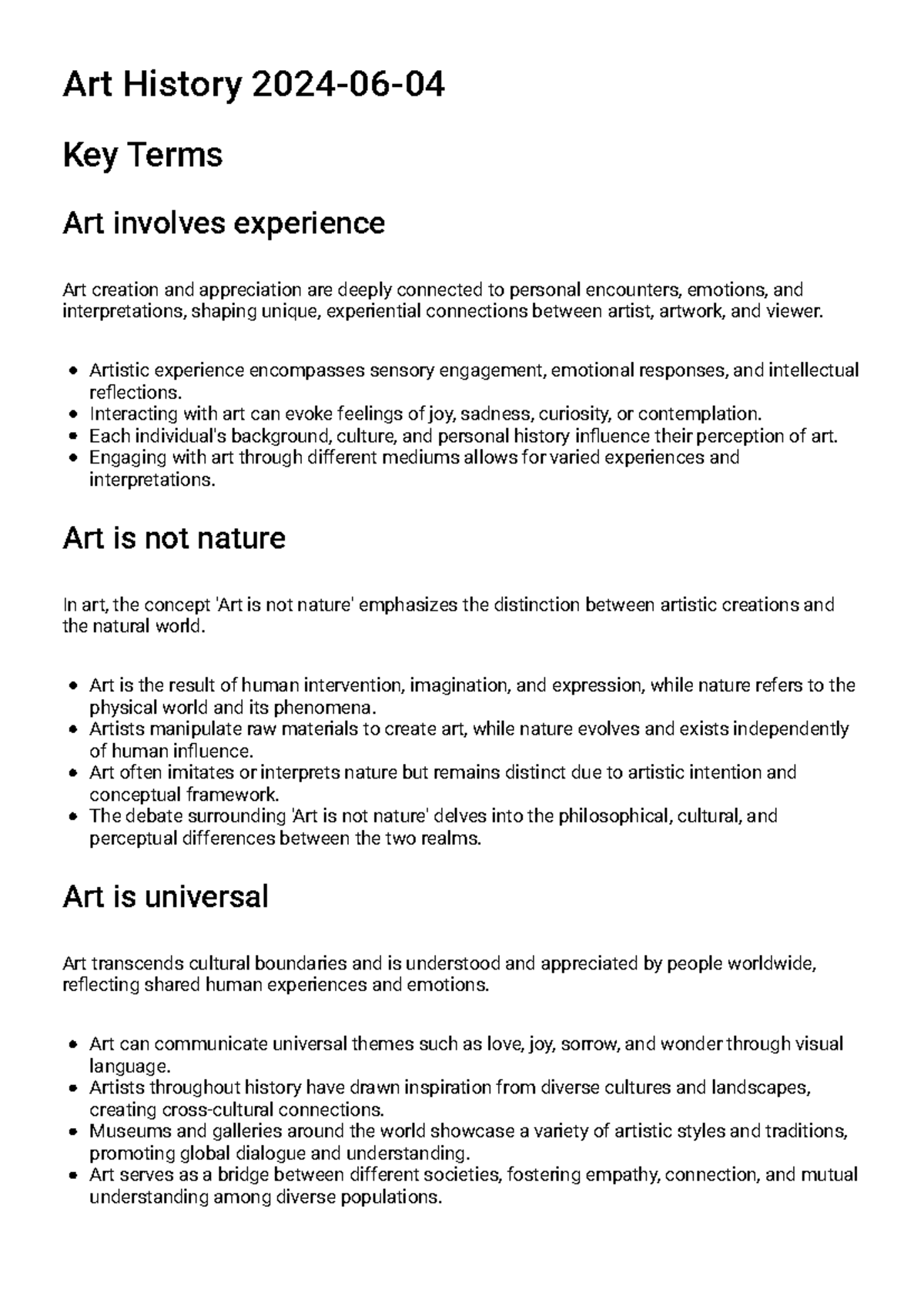 Art History 20240604-Study Guide - Art History 2024-06- Key Terms Art ...