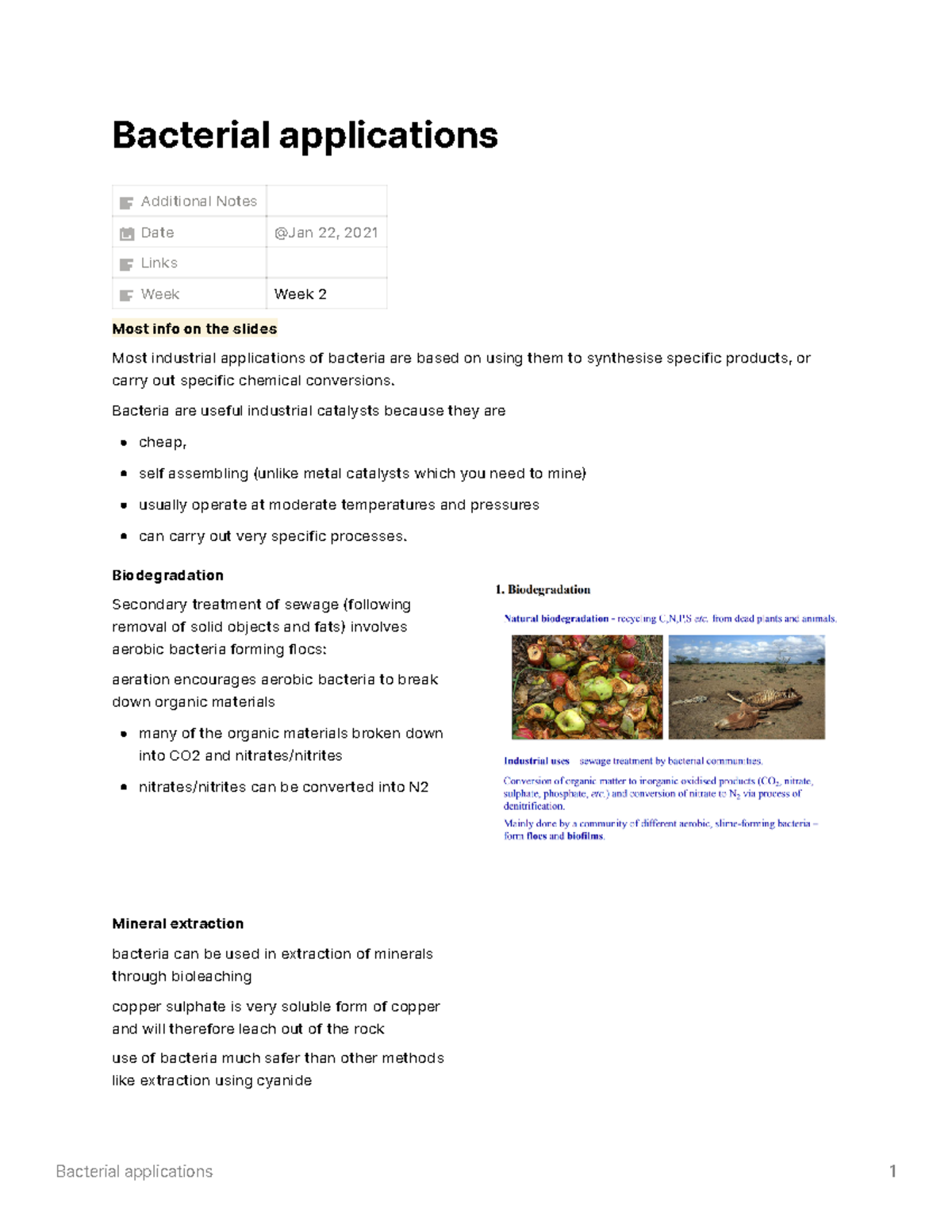 Bacterial applications - Bacterial applications Additional Notes Date ...