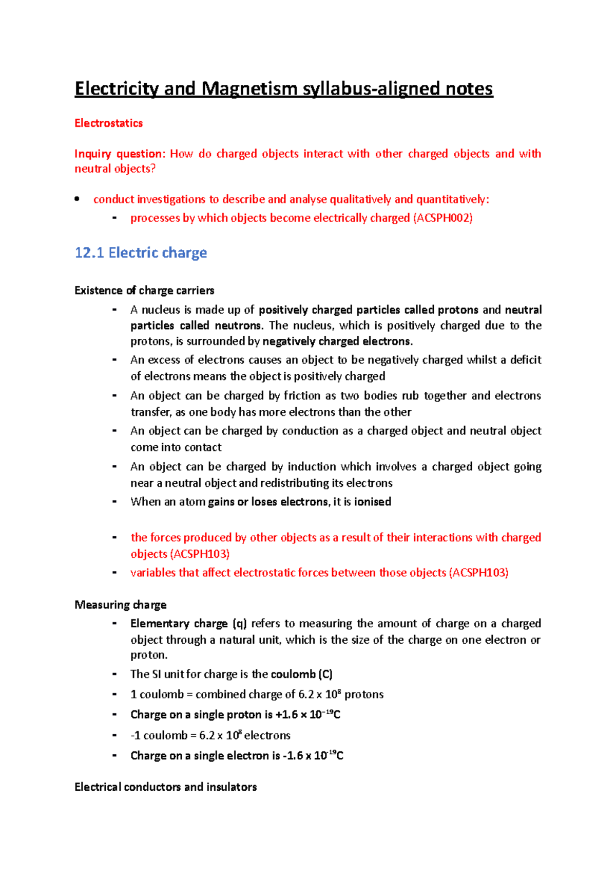 Electricity and Magnetism syllabus - Electricity and Magnetism syllabus ...