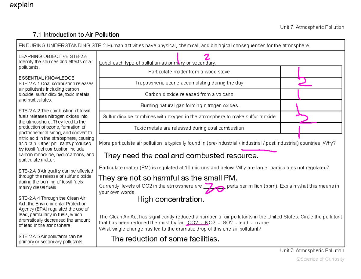 APES Course Study Guide 7 - UniW 7: AWmoVpheric PollXWion 7 ...