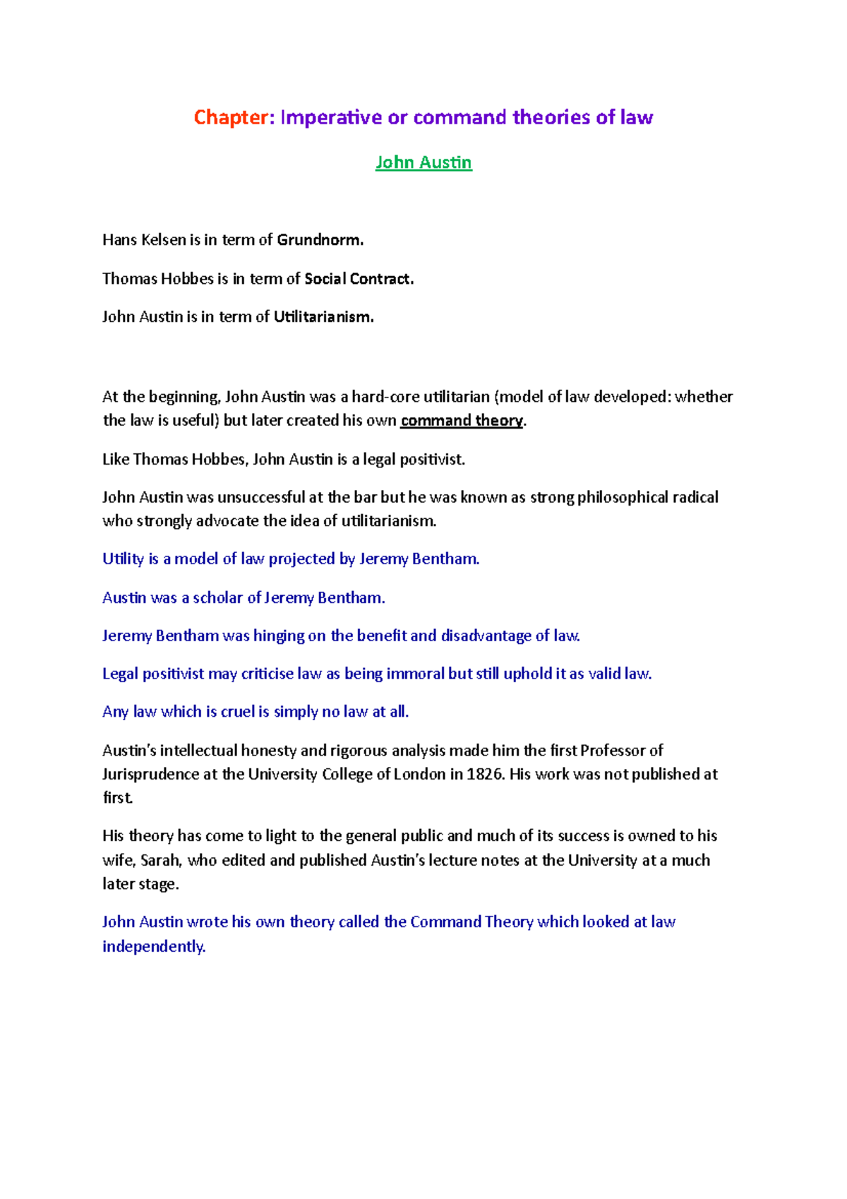 2. John Austin - Chapter: Imperative or command theories of law John ...