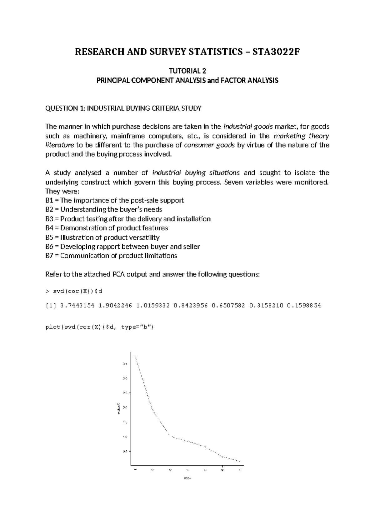 STA3022 Tut 2 Pcafa Solutions - RESEARCH AND SURVEY STATISTICS ...