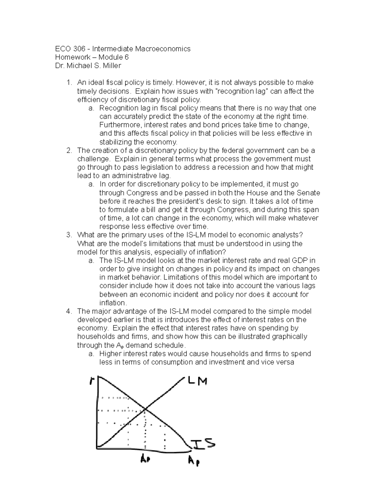 306 Online Homework 6 2022 - ECO 306 - Intermediate Macroeconomics ...
