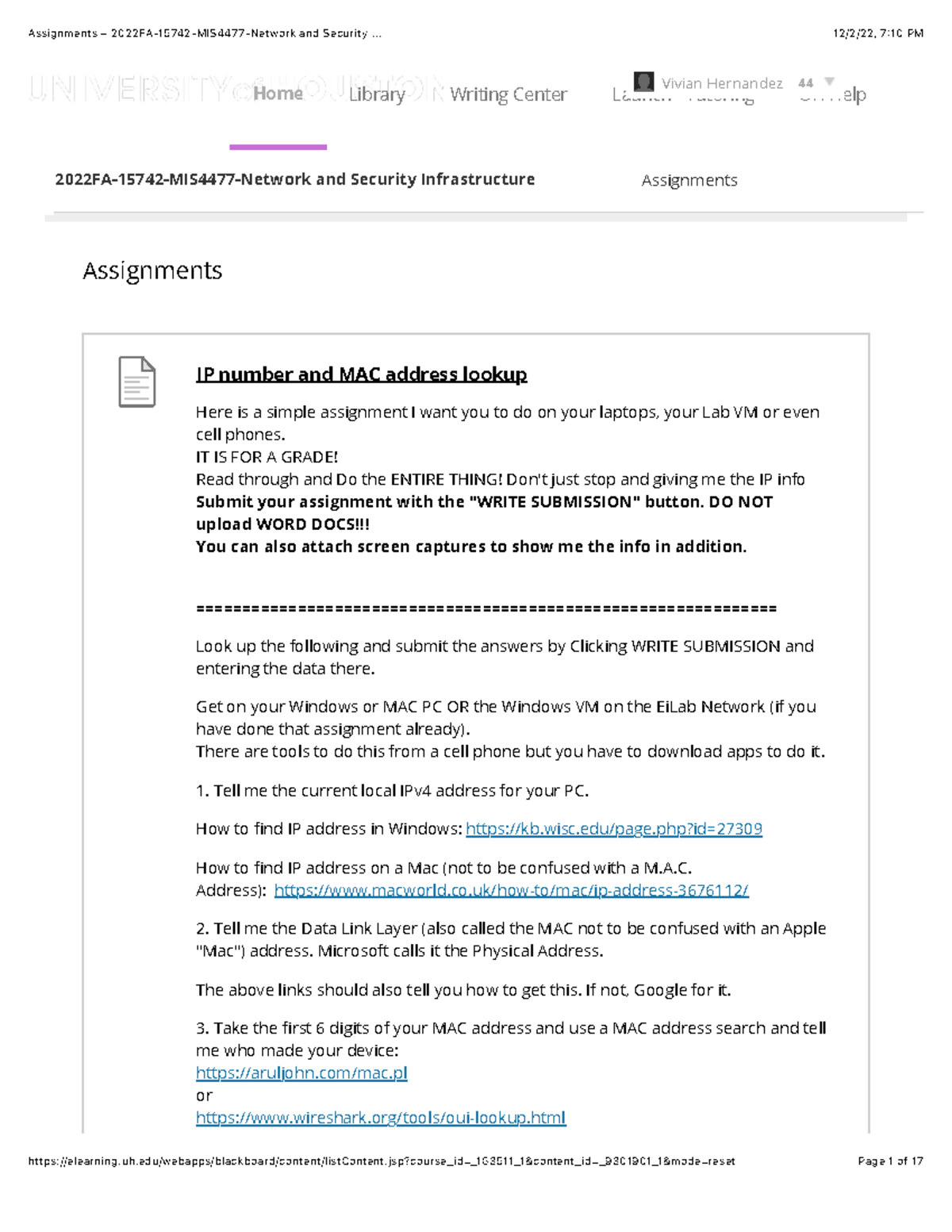 Assignments – 2022FA-15742-MIS4477-Network and Security - 2022FA-15742-MIS4477-Network and ...