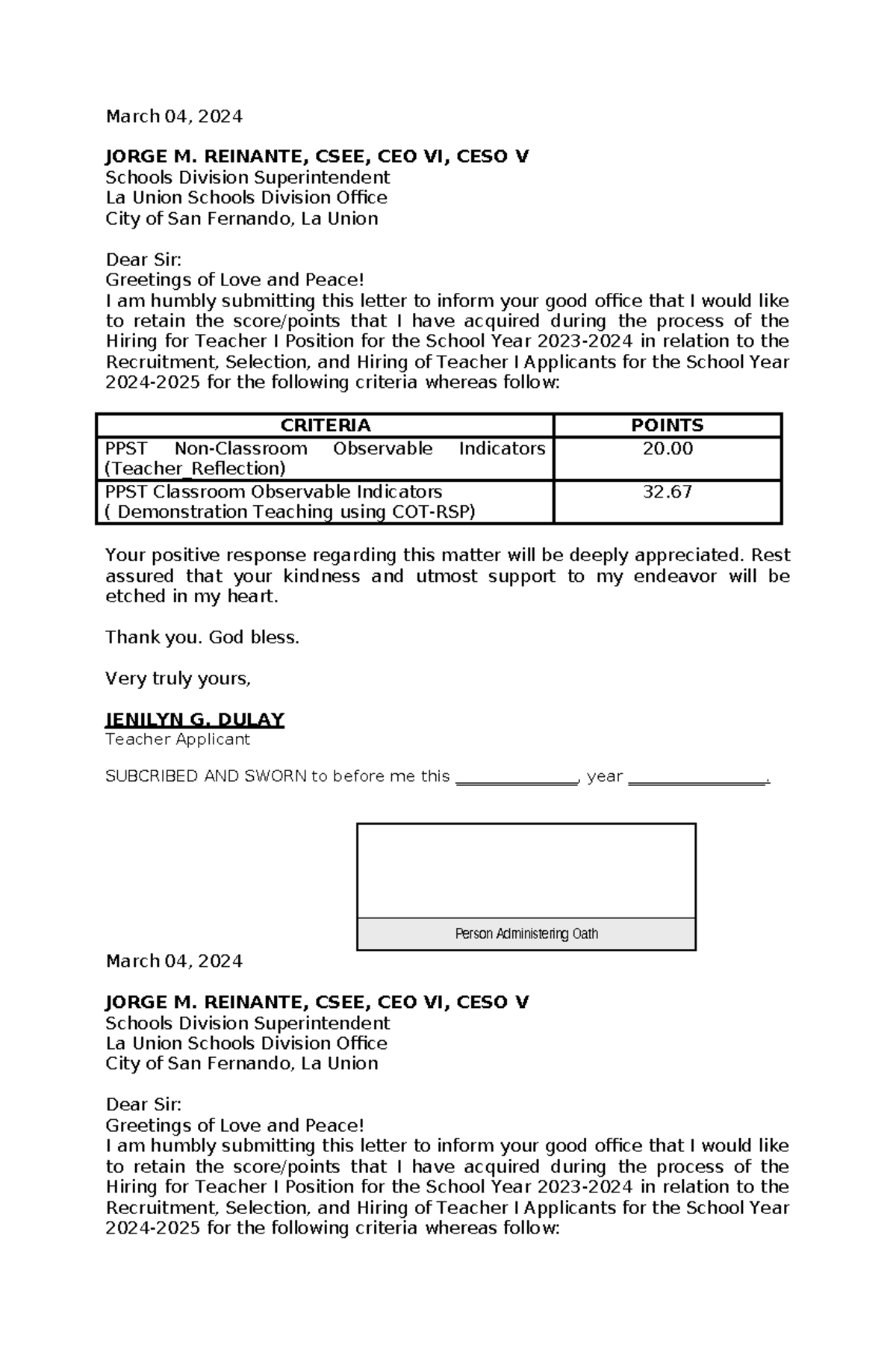 Letter OF Retention 1 5 - March 04, 2024 JORGE M. REINANTE, CSEE, CEO ...