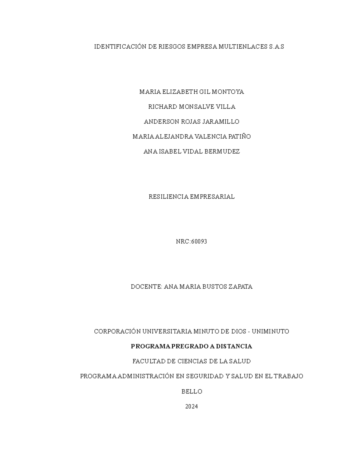 ISO31000 - Trabajo sobre la ISO 31001 - IDENTIFICACIÓN DE RIESGOS ...