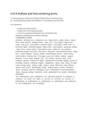 Medical terminology 1 - Unit outline Module 1 Orientation to medical ...