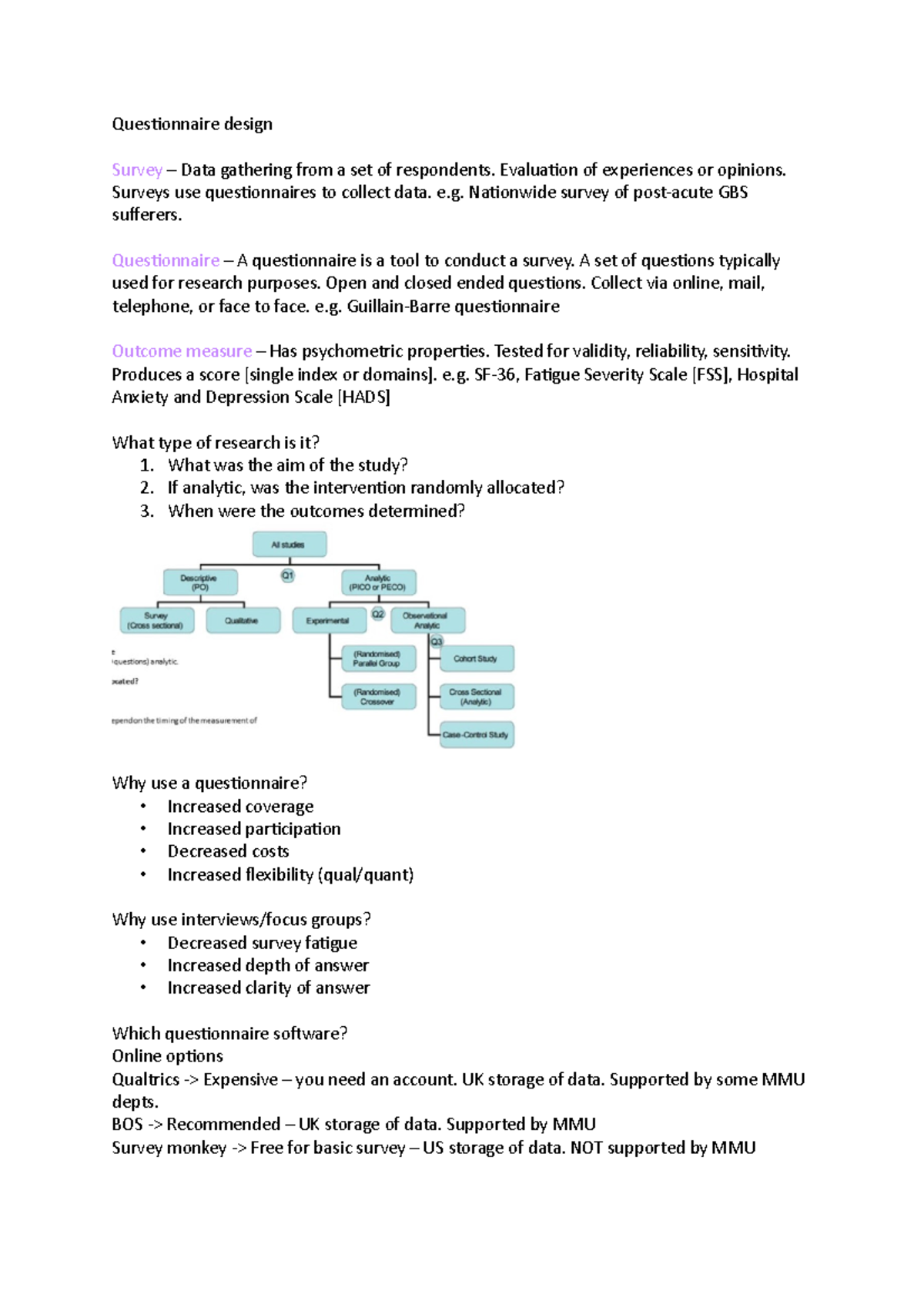 Questionnaire design - lecture year 1 - Questionnaire design Survey ...