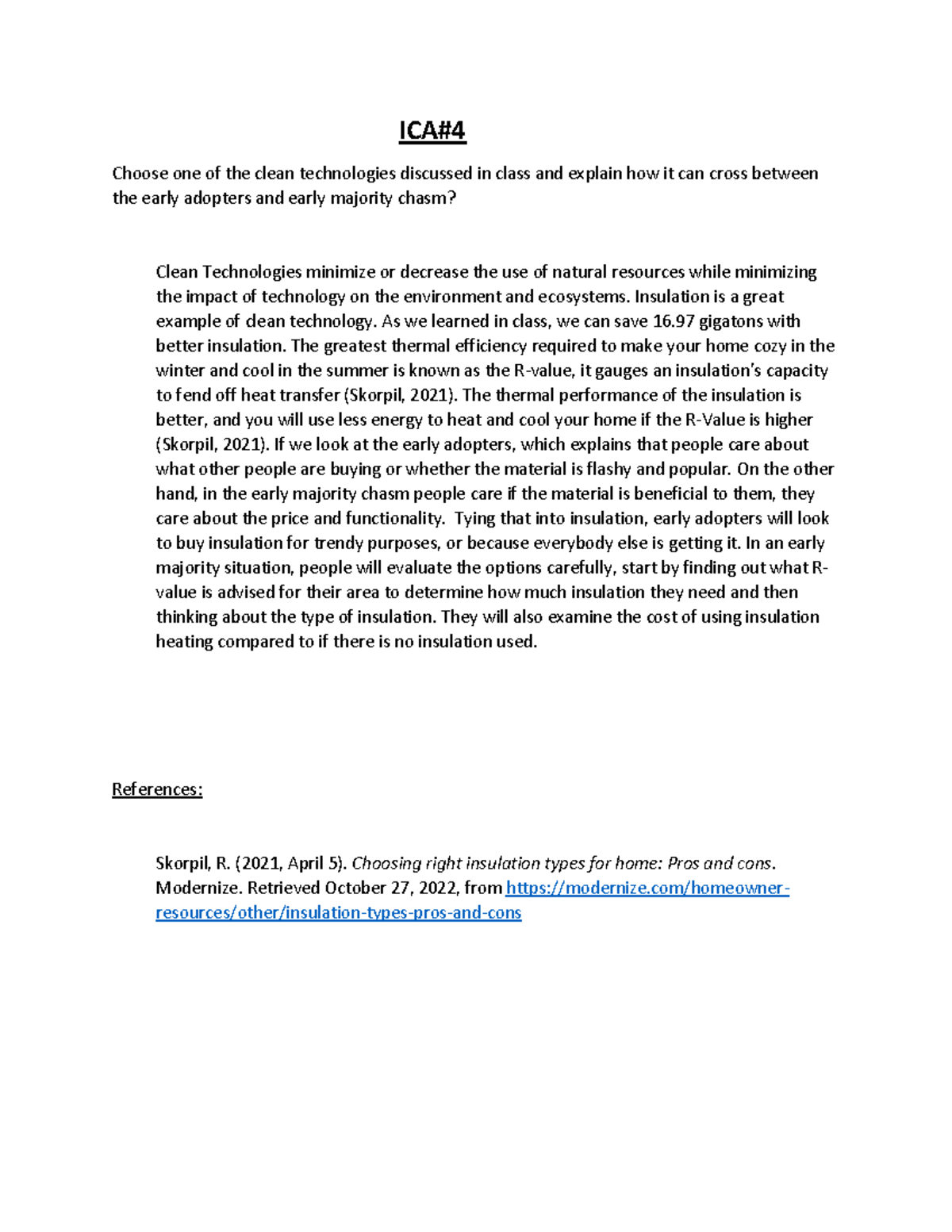 ICA#4 - in-class assignment - ICA# Choose one of the clean technologies ...