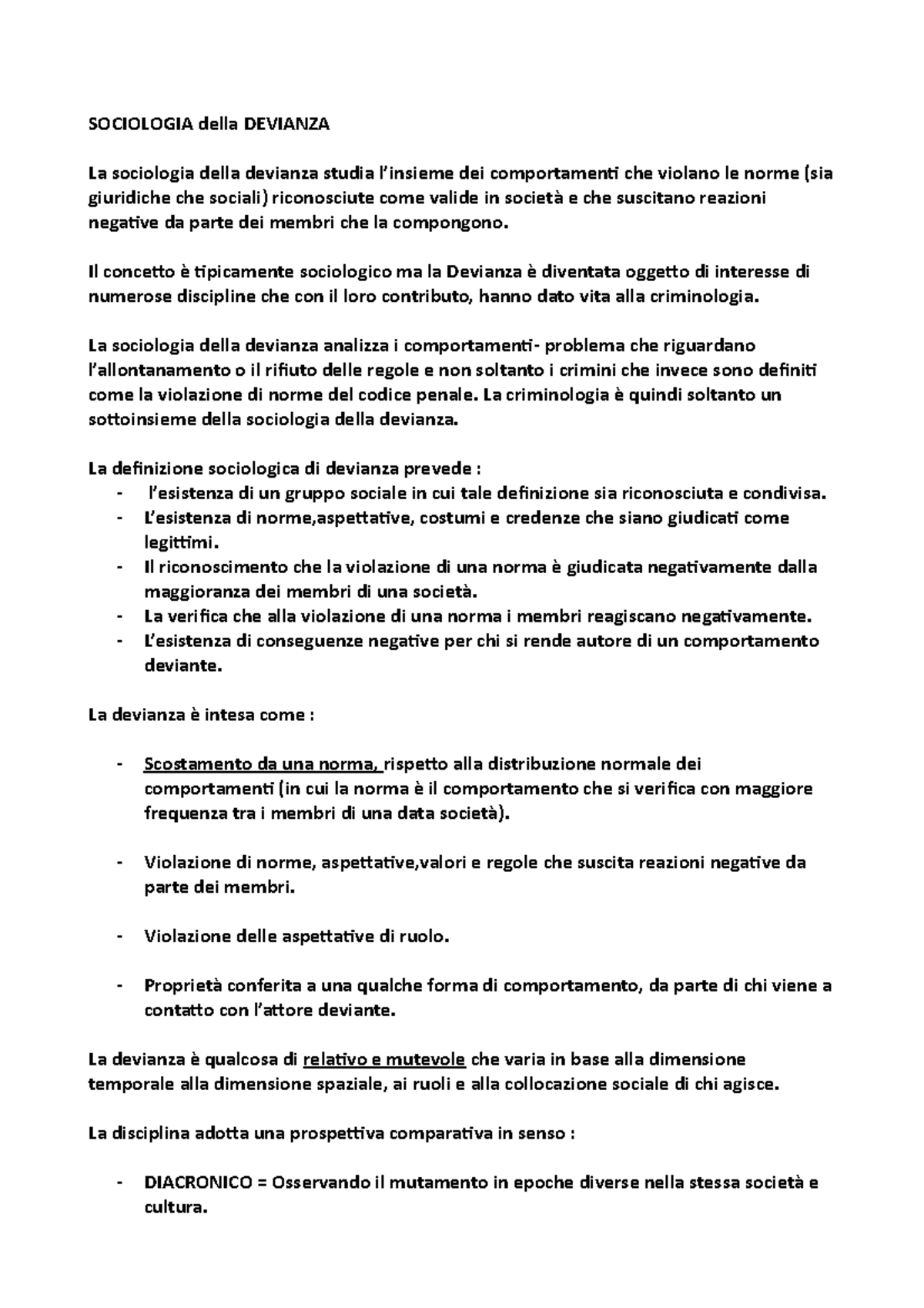 Introduzione Sociologia della Devianza - SOCIOLOGIA della DEVIANZA La sociologia della devianza ...