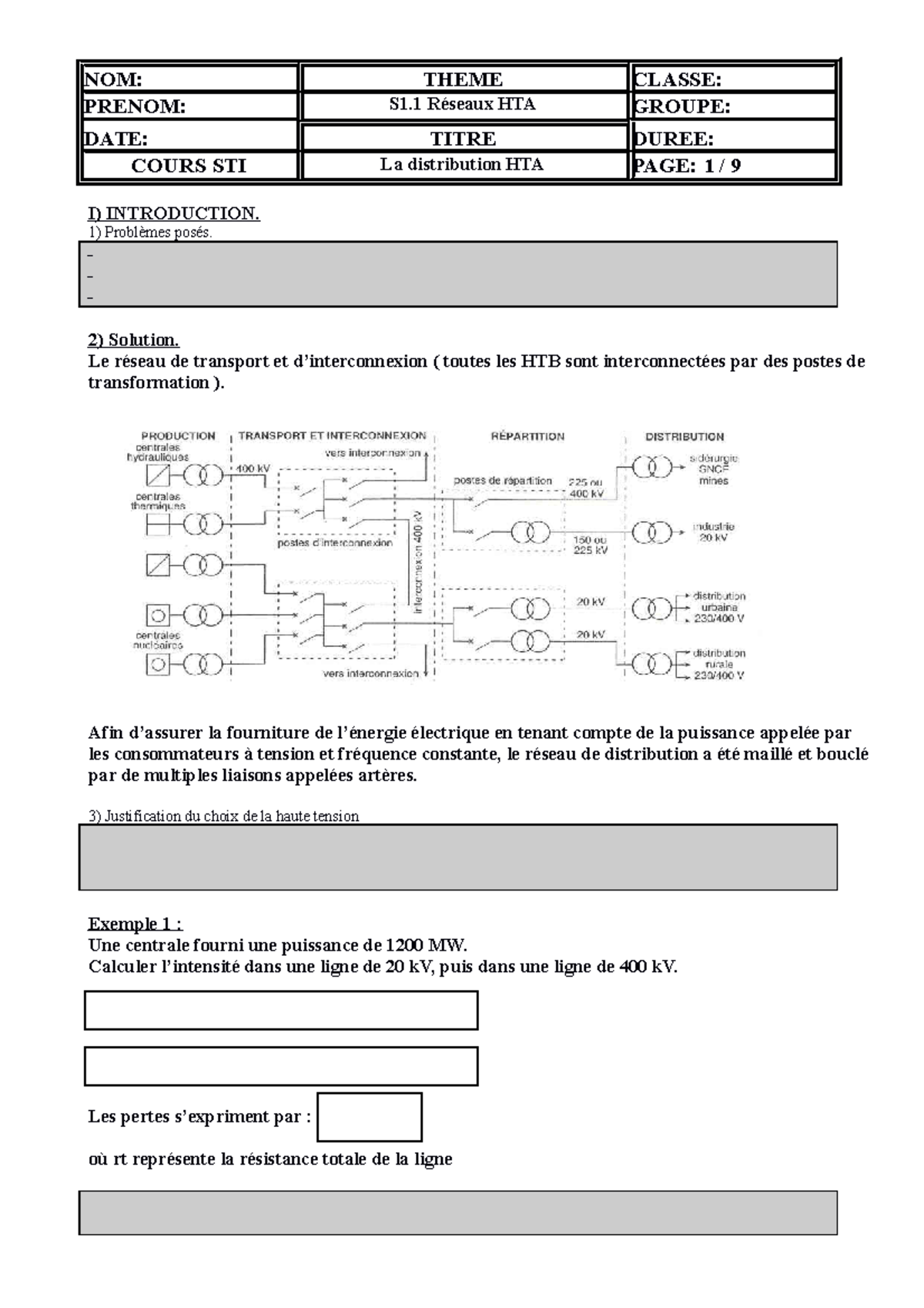 Doceleve-14 - PRENOM: S1 Réseaux HTA GROUPE: DATE: TITRE DUREE: COURS ...
