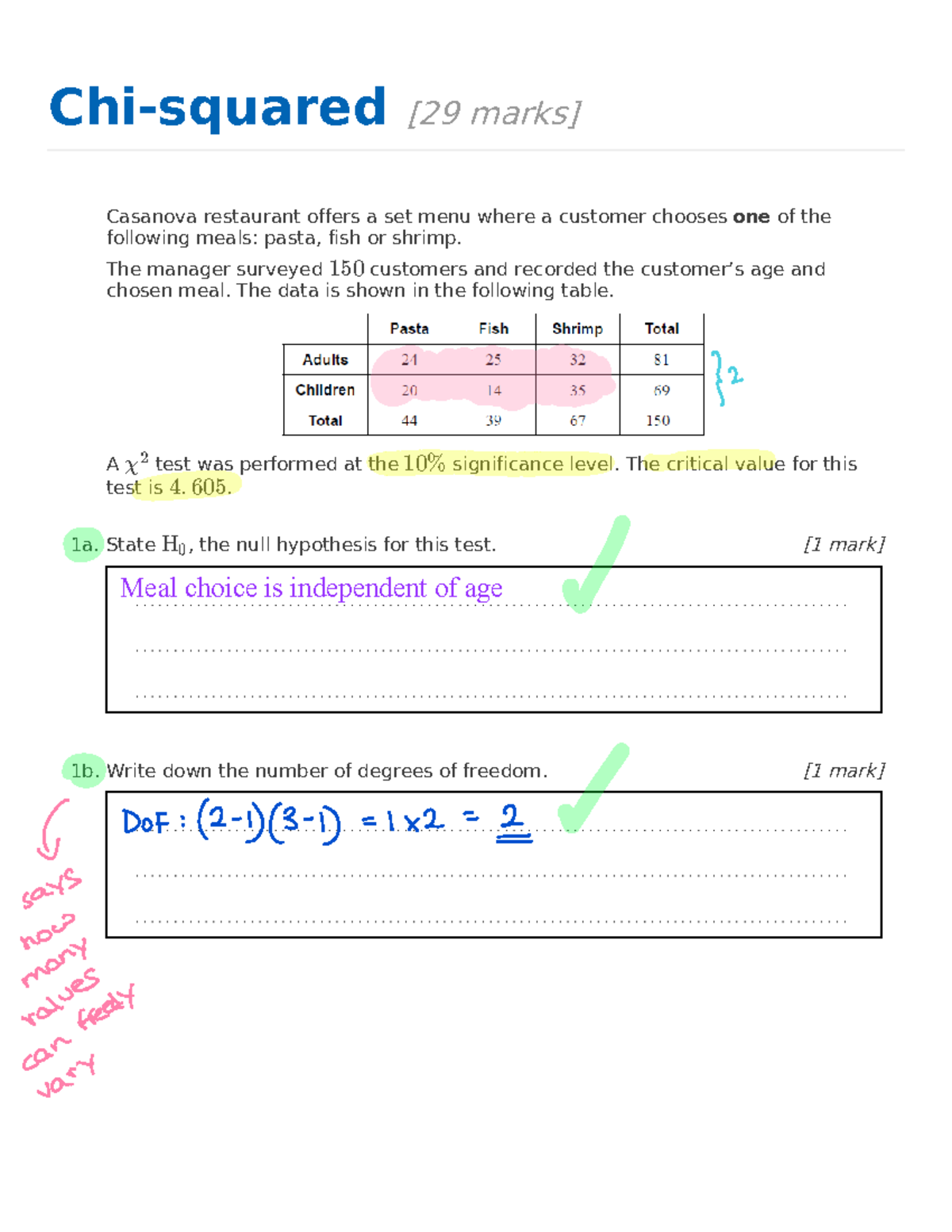 IB Maths Statistics and Probability- Chi Squared Test Questions - Chi ...