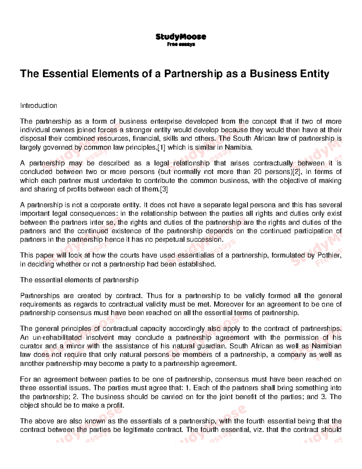 The Essential Elements of a Partnership as a Business Entity - The ...