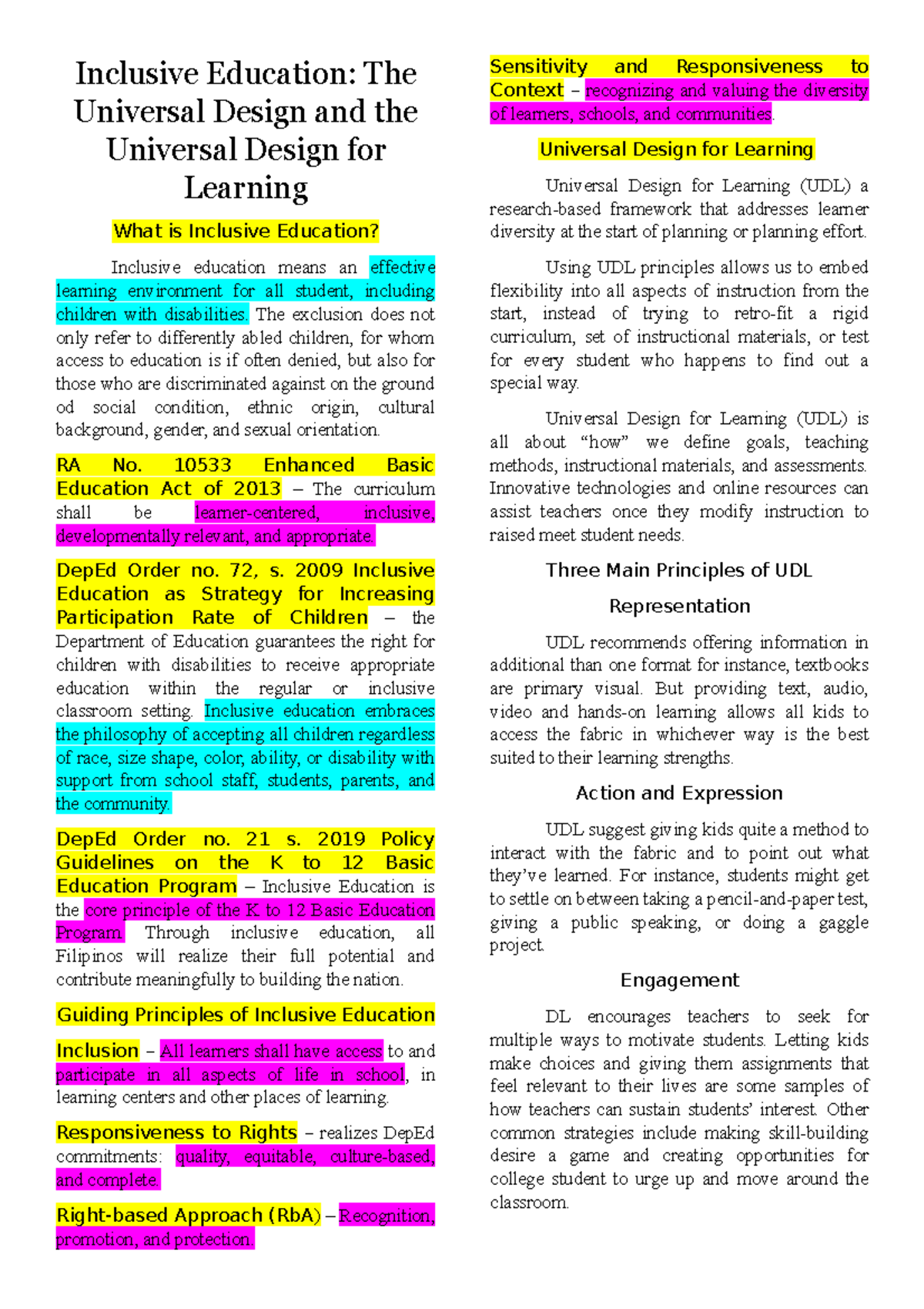 Lesson 3 Inclusive Education - Inclusive Education: The Universal ...