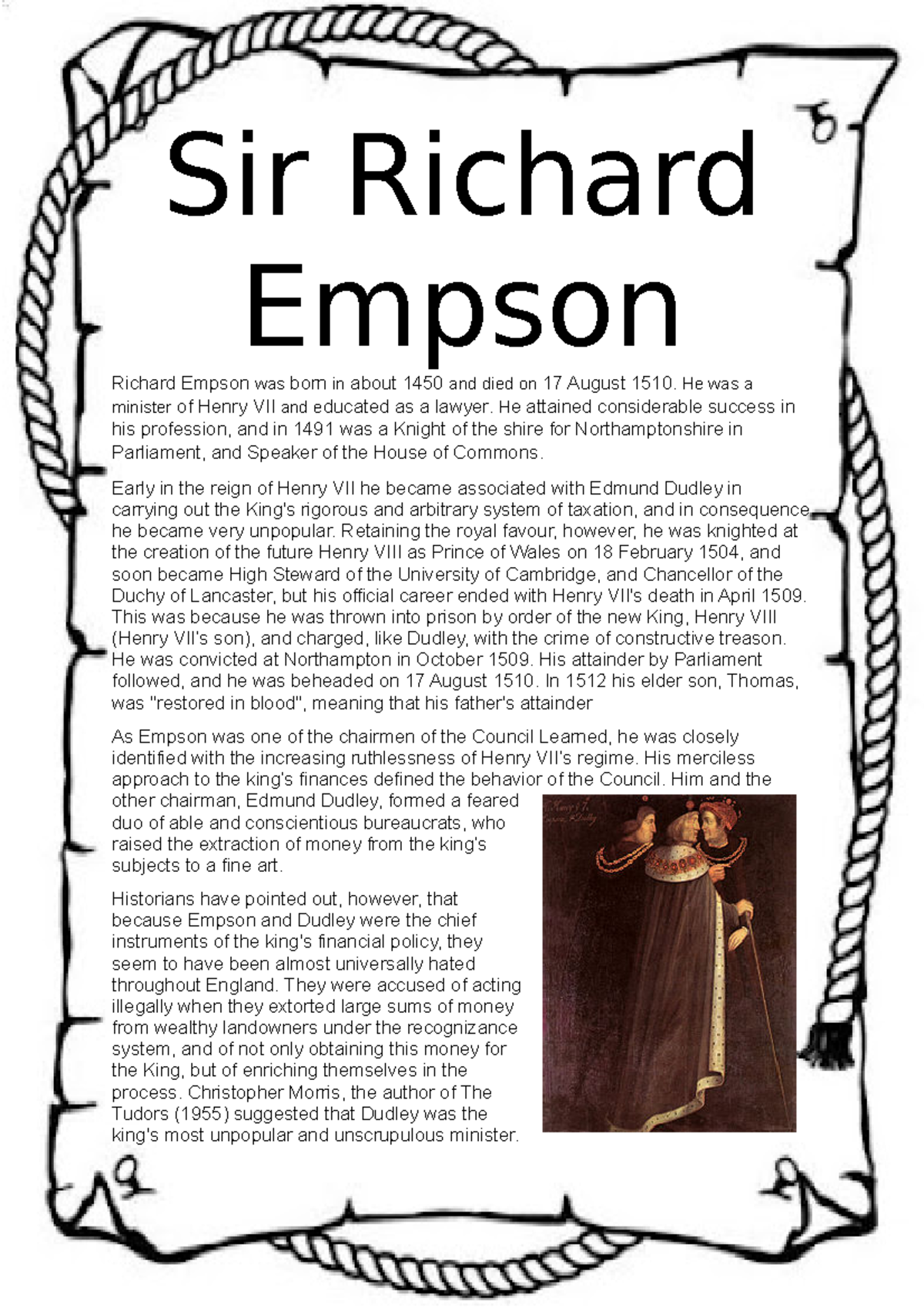 Richard Empson - Sir Richard Empson Richard Empson was born in about ...