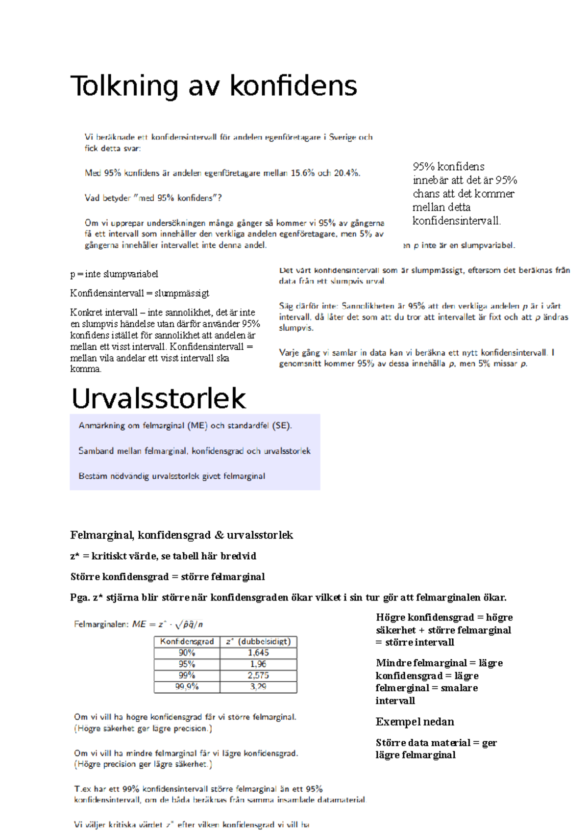 Tolkning av konfidens - p = inte slumpvariabel Konfidensintervall ...