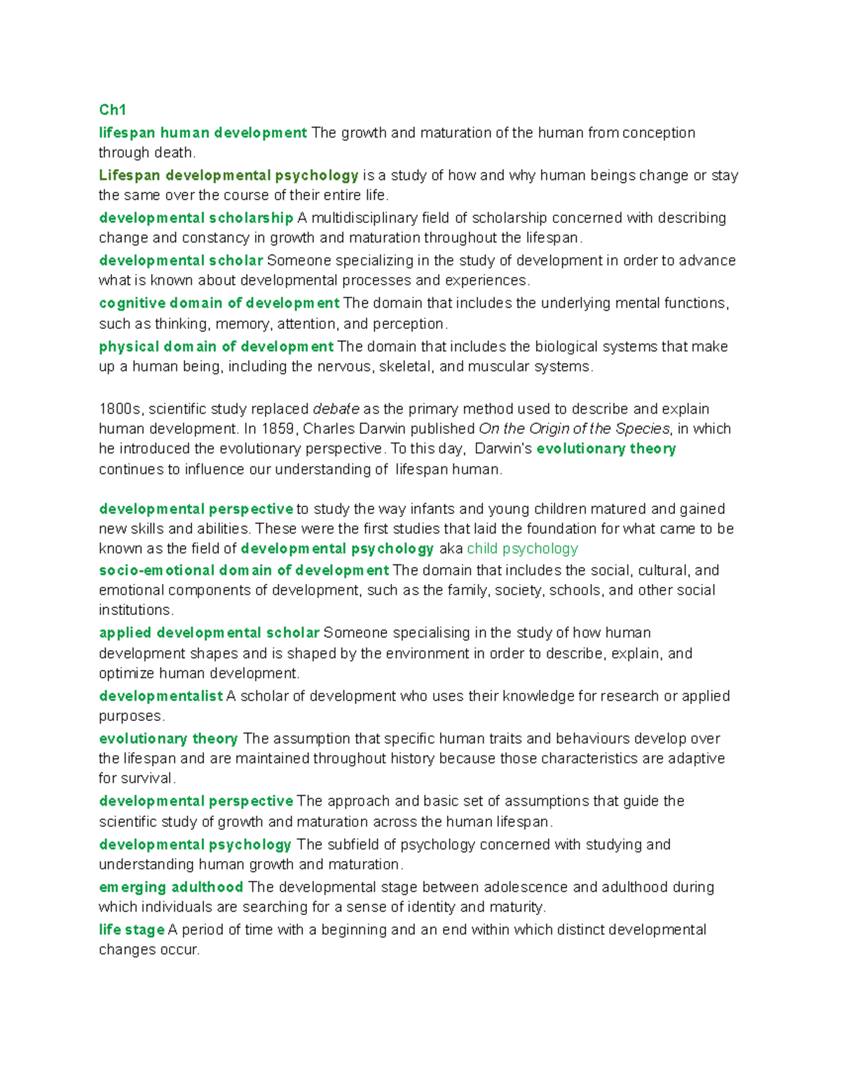 Child dev note - this is the text book note for ch1 to 4 for psych 228 ...